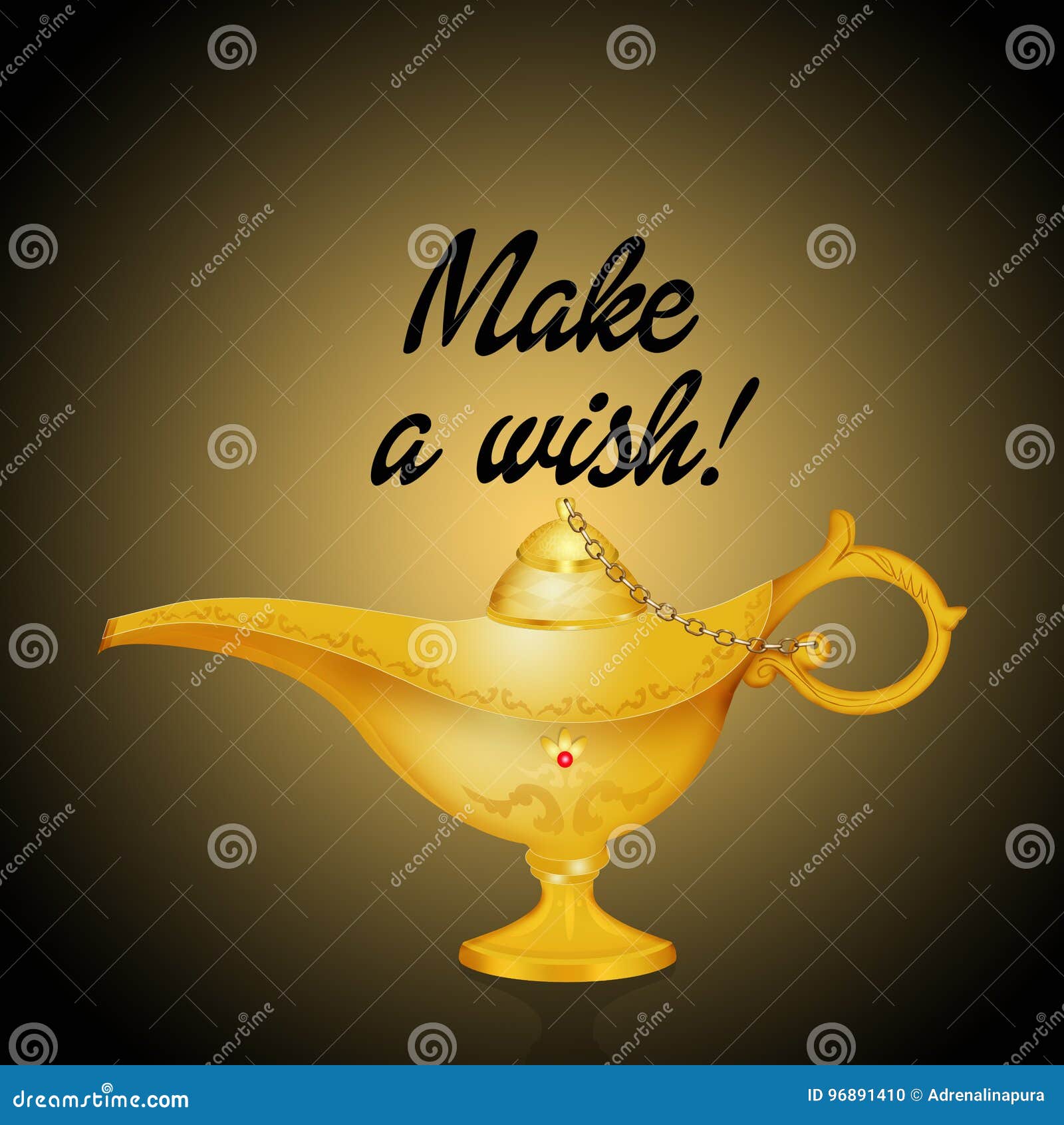 Make a Wish in the Magic Lamp Stock Illustration - Illustration of ...