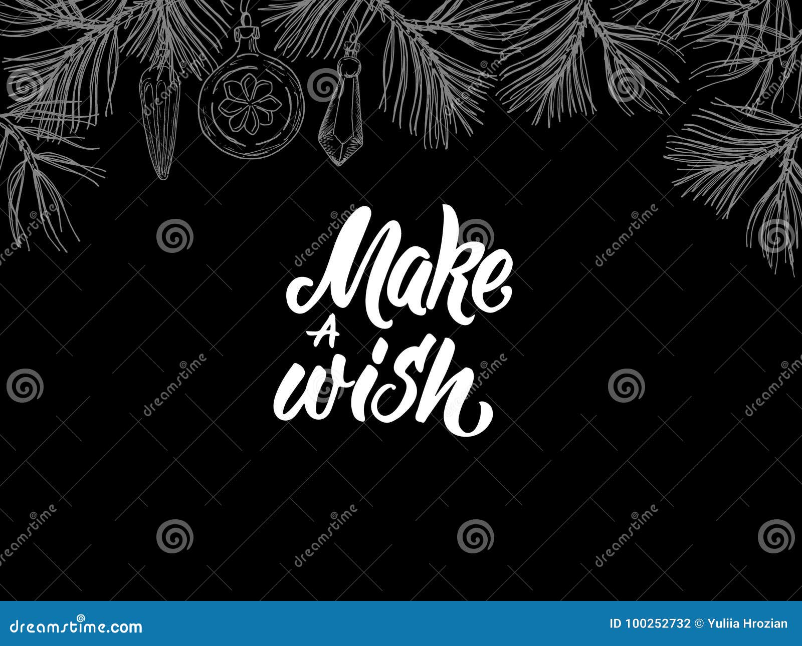 Make a Wish! Postcard with Modern Calligraphy and Hand Drawn Pin Stock ...