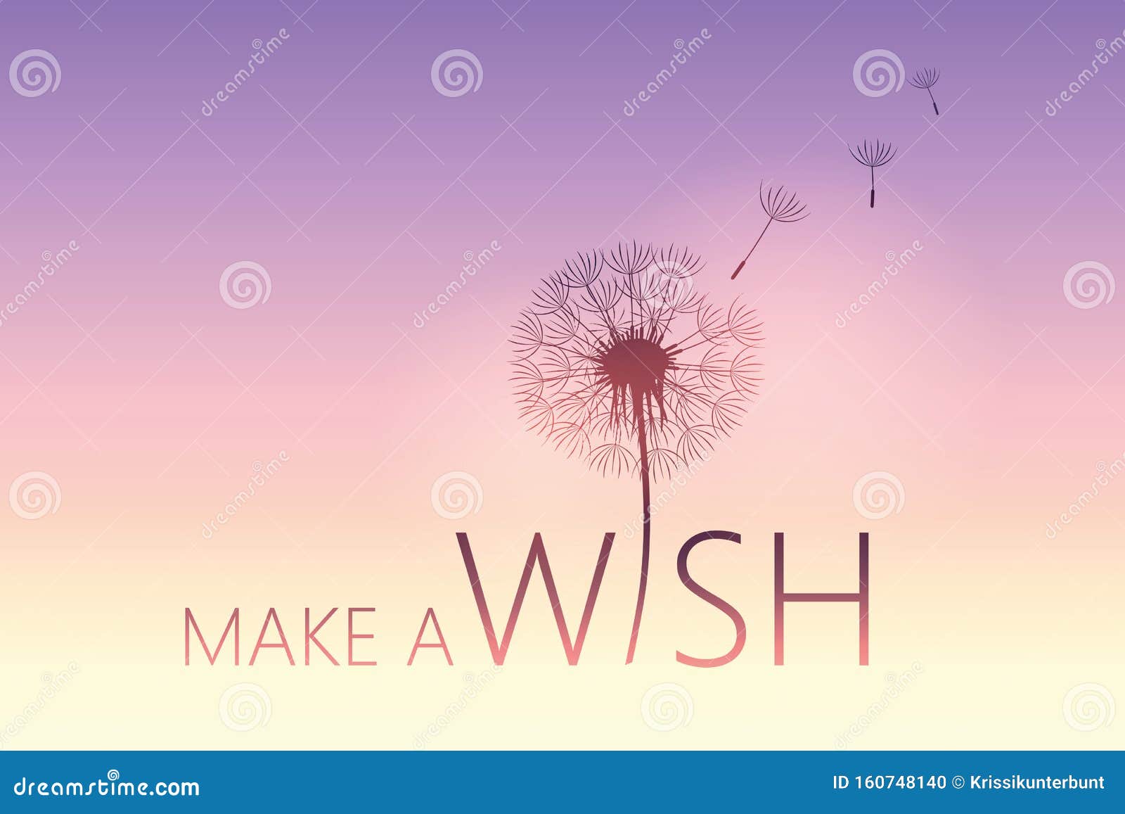 Make a Wish Typography with Dandelion Stock Vector - Illustration of ...