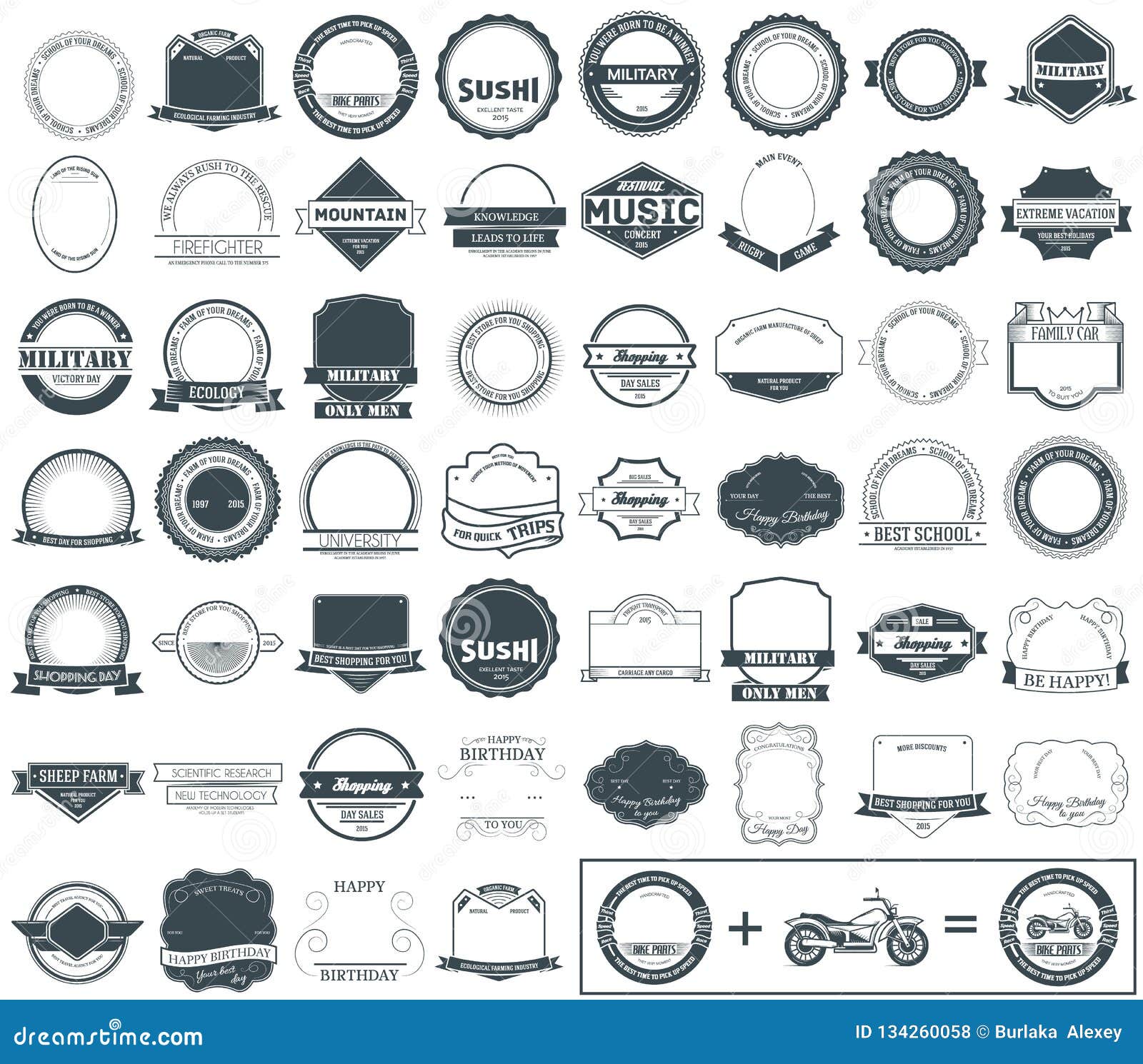Make Your Labels or Logotypes Concept Set. Retro Typography, Badges ...