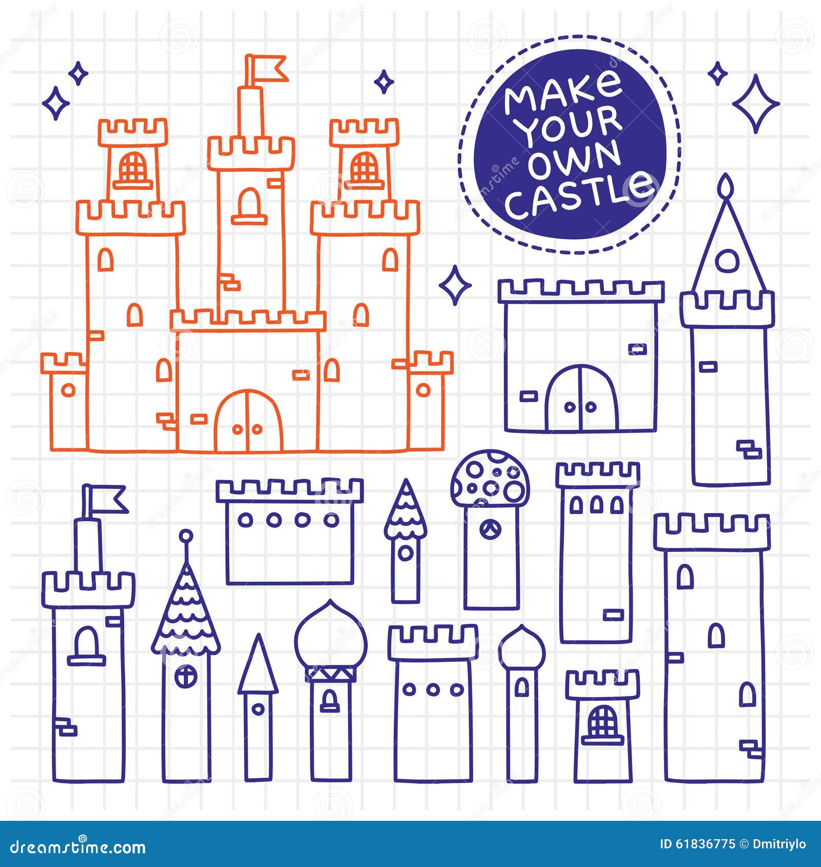Make Your Own Castle. Hand Drawn Doodle Tower Stock Vector ...