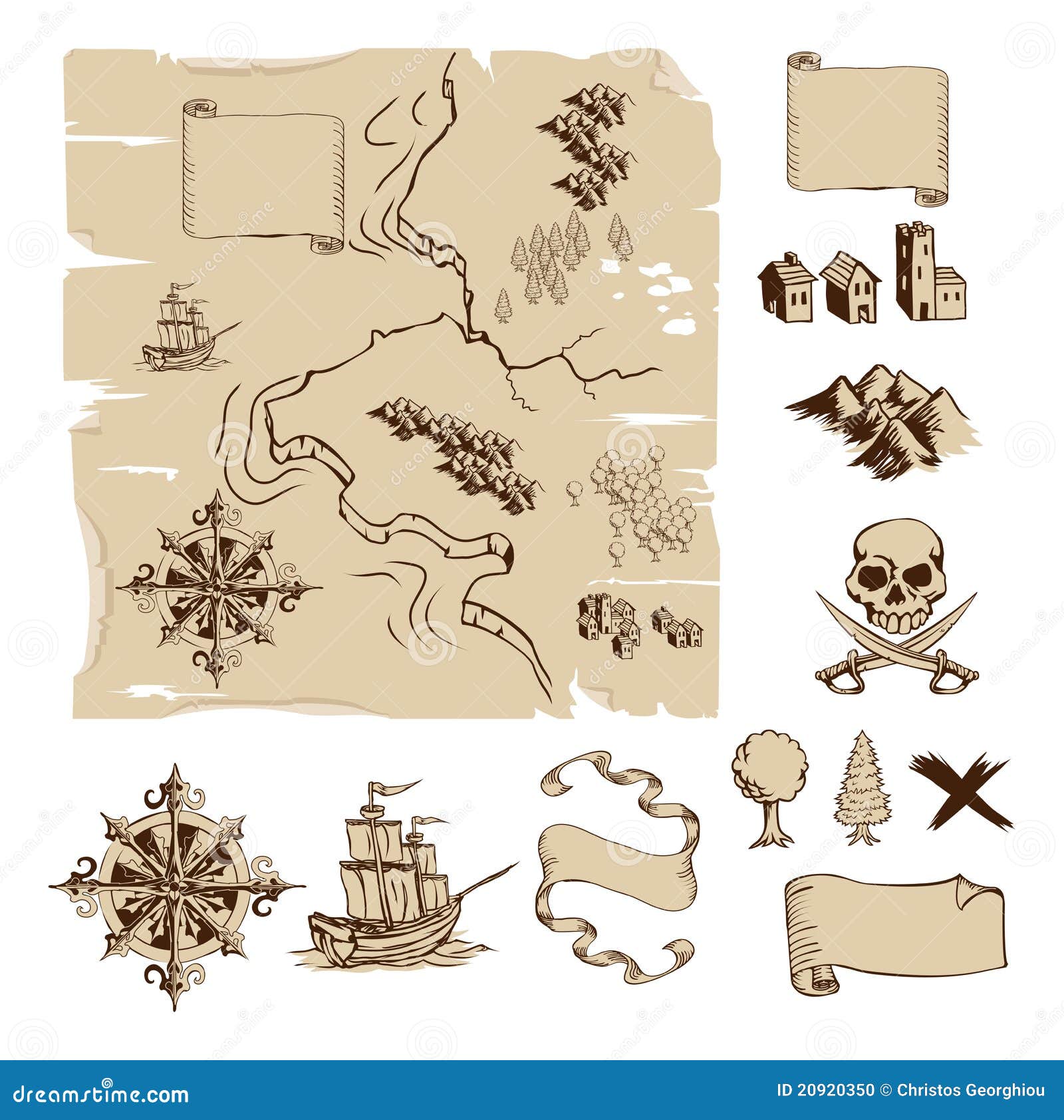 Make Your Own Fantasy or Treasure Maps Stock Vector - Illustration of ...