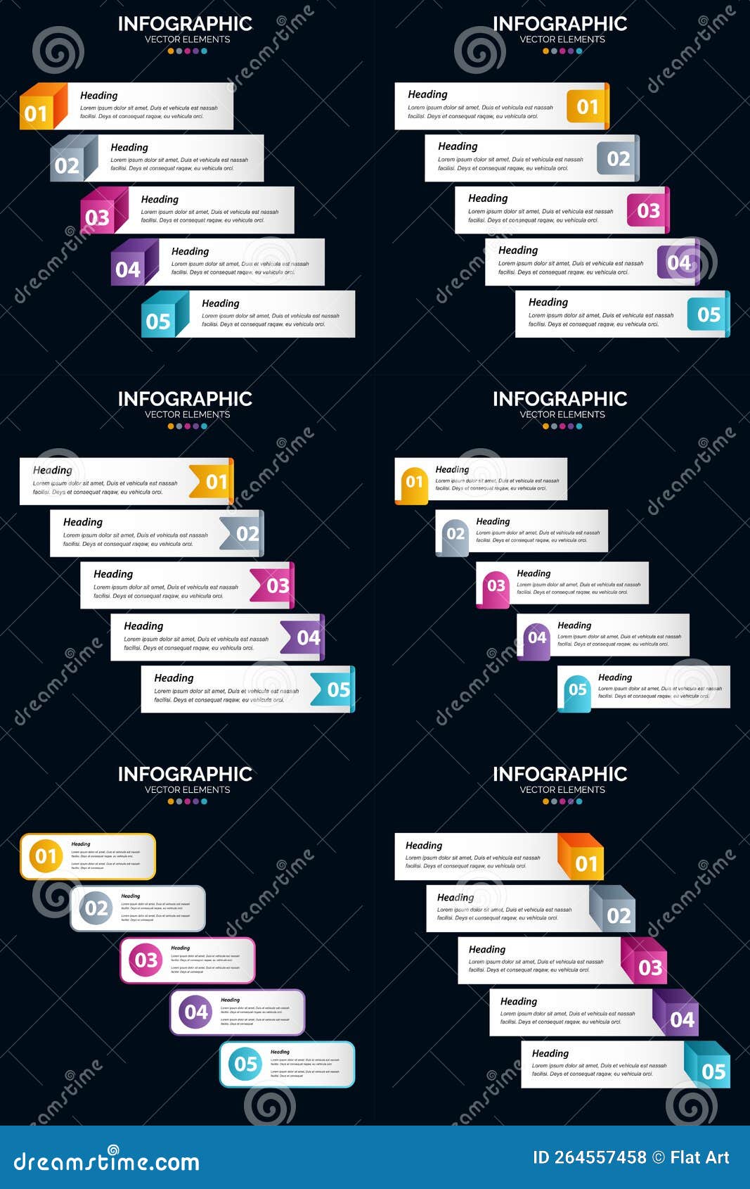 Make Your Presentation Stand Out with Six Vector Infographics Stock ...