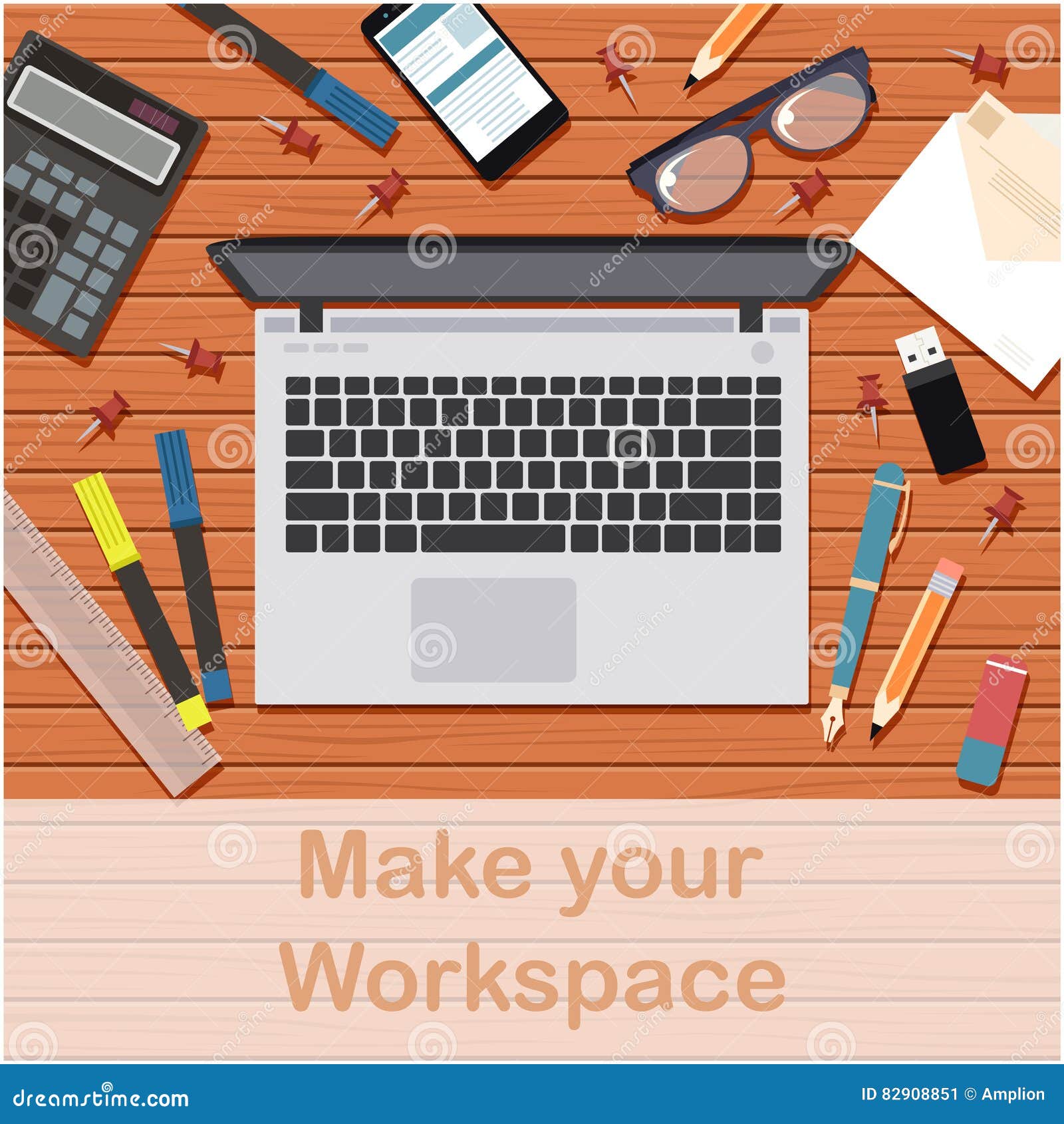 Make Your Workspace Banner3 Stock Vector - Illustration of elements ...