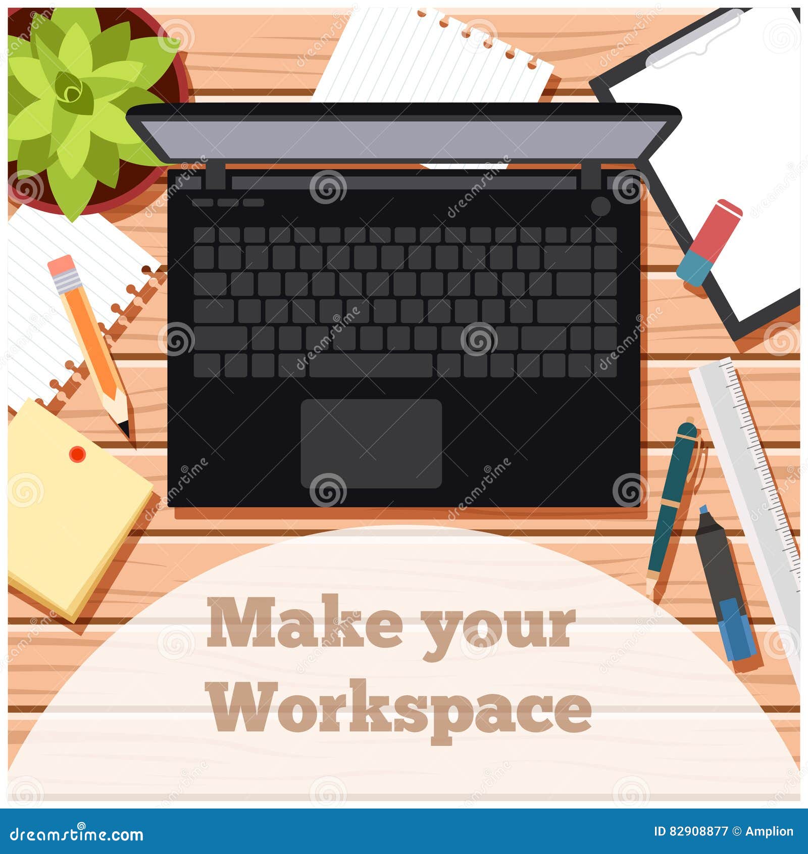 Make Your Workspace Banner5 Stock Vector - Illustration of modern, flat ...