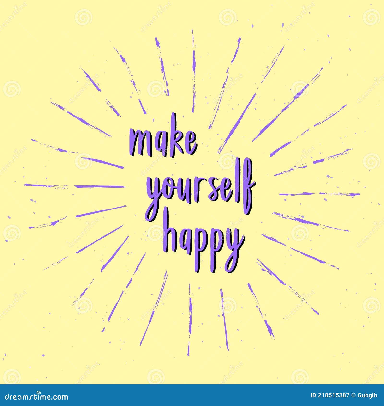 Make Yourself Happy Hand Lettering with Sunburst Lines Stock Vector ...