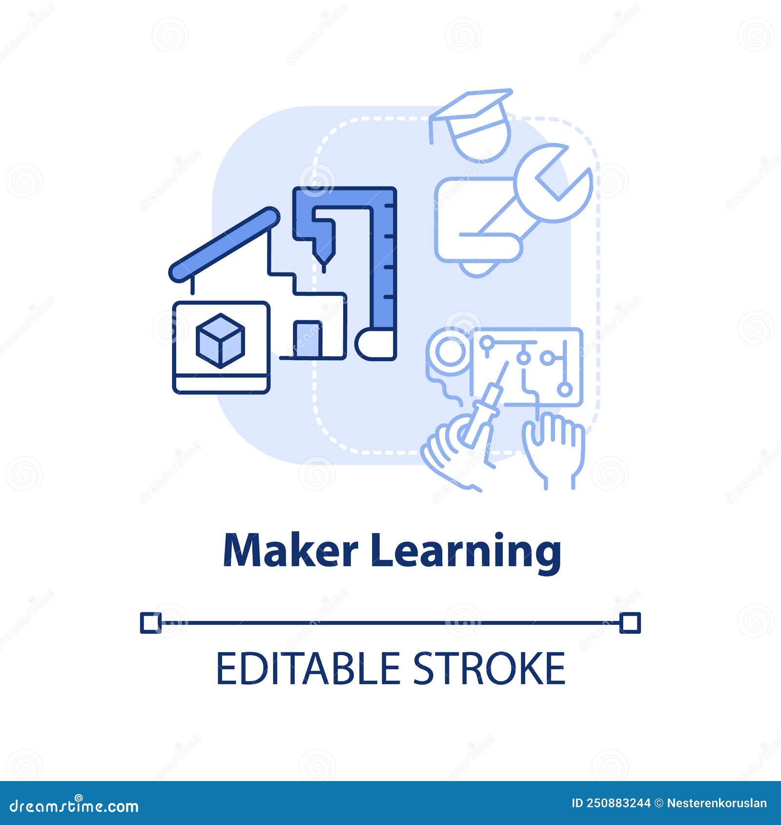 Maker Learning Light Blue Concept Icon Stock Vector - Illustration of ...