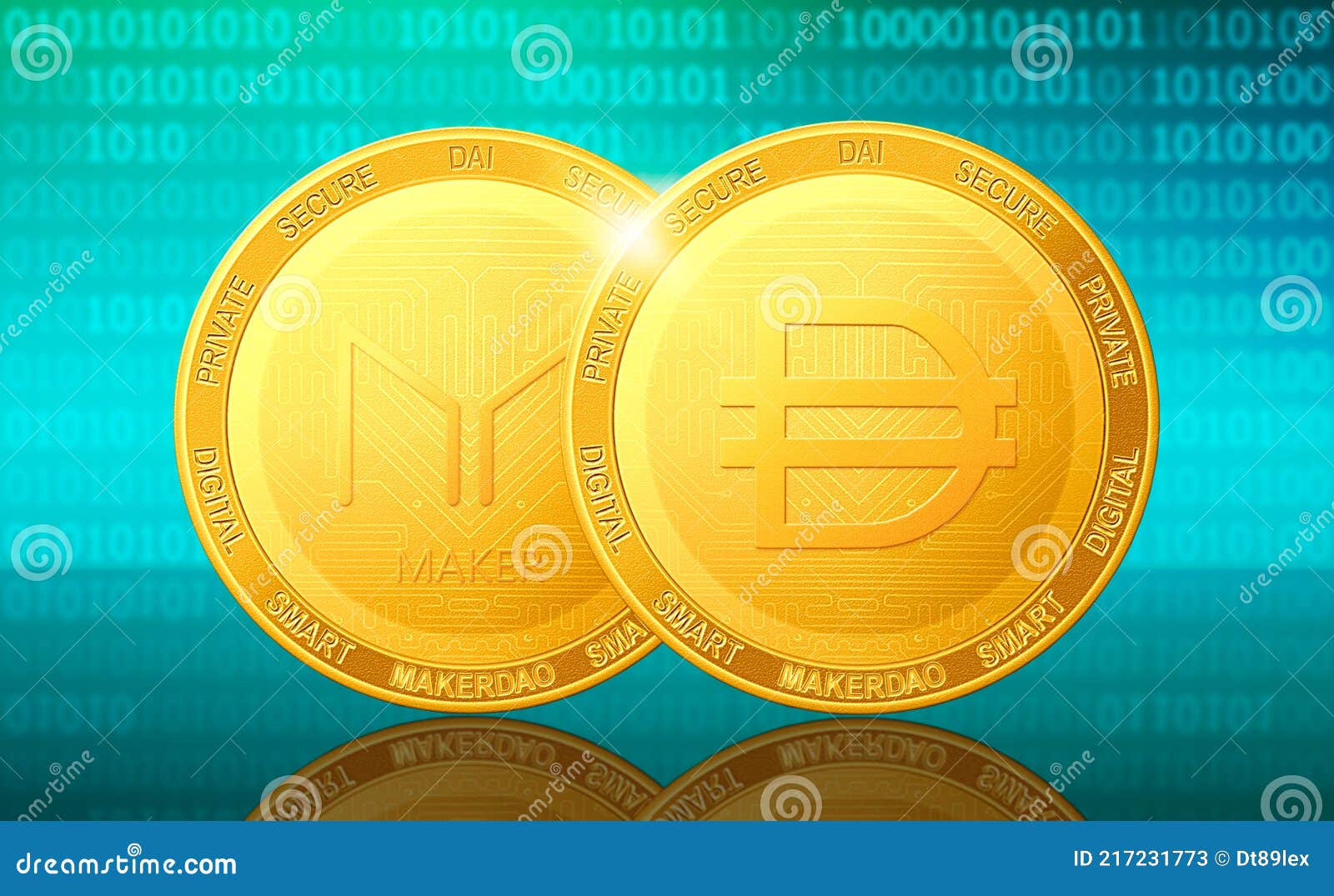 MakerDAO DAI Cryptocurrency; MakerDAO DAI Golden Coins Stock Image ...