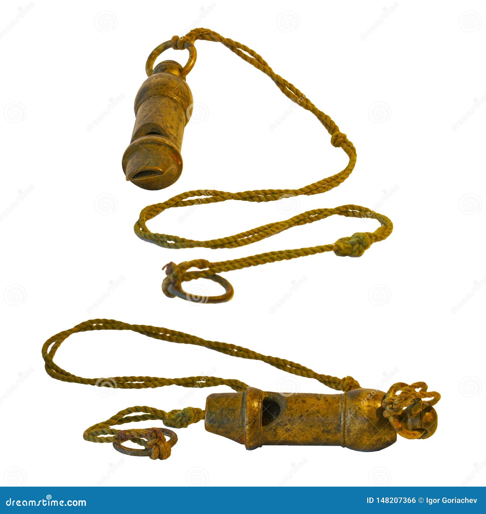Metal Brass Whistle on a String Stock Photo - Image of instrument, cord ...