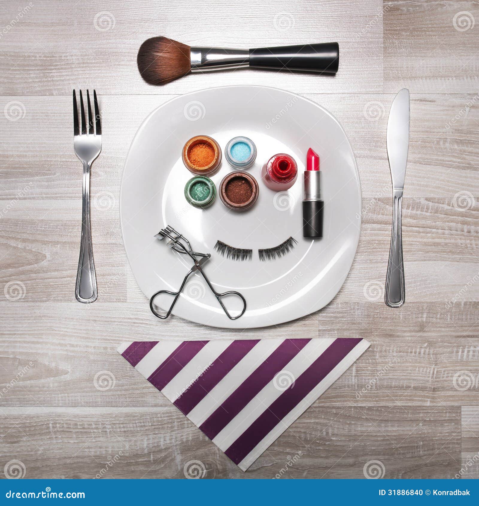 Makeup Accessories on a Dinner Plate Stock Photo - Image of sensual ...