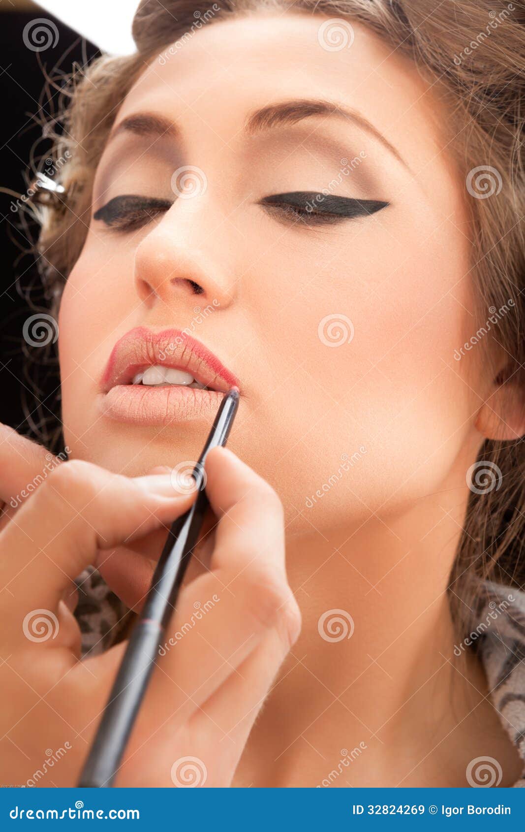 Makeup Applying. Make-up Artist Applying Stock Image - Image of female ...