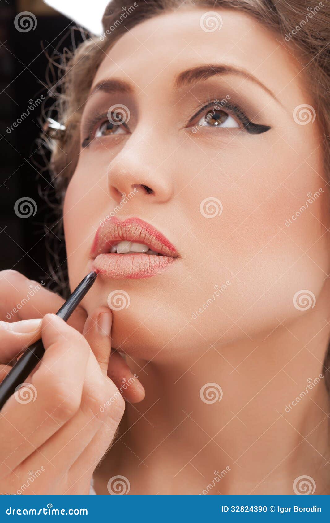 Makeup Applying. Make-up Artist Applying Stock Photo - Image of ...