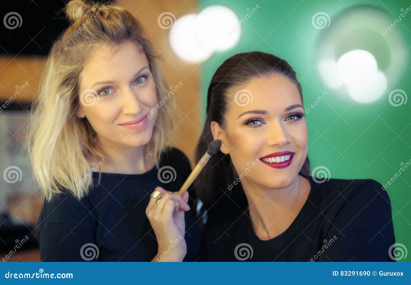 Makeup Artist Applying Blusher Stock Photo - Image of care, fashion ...
