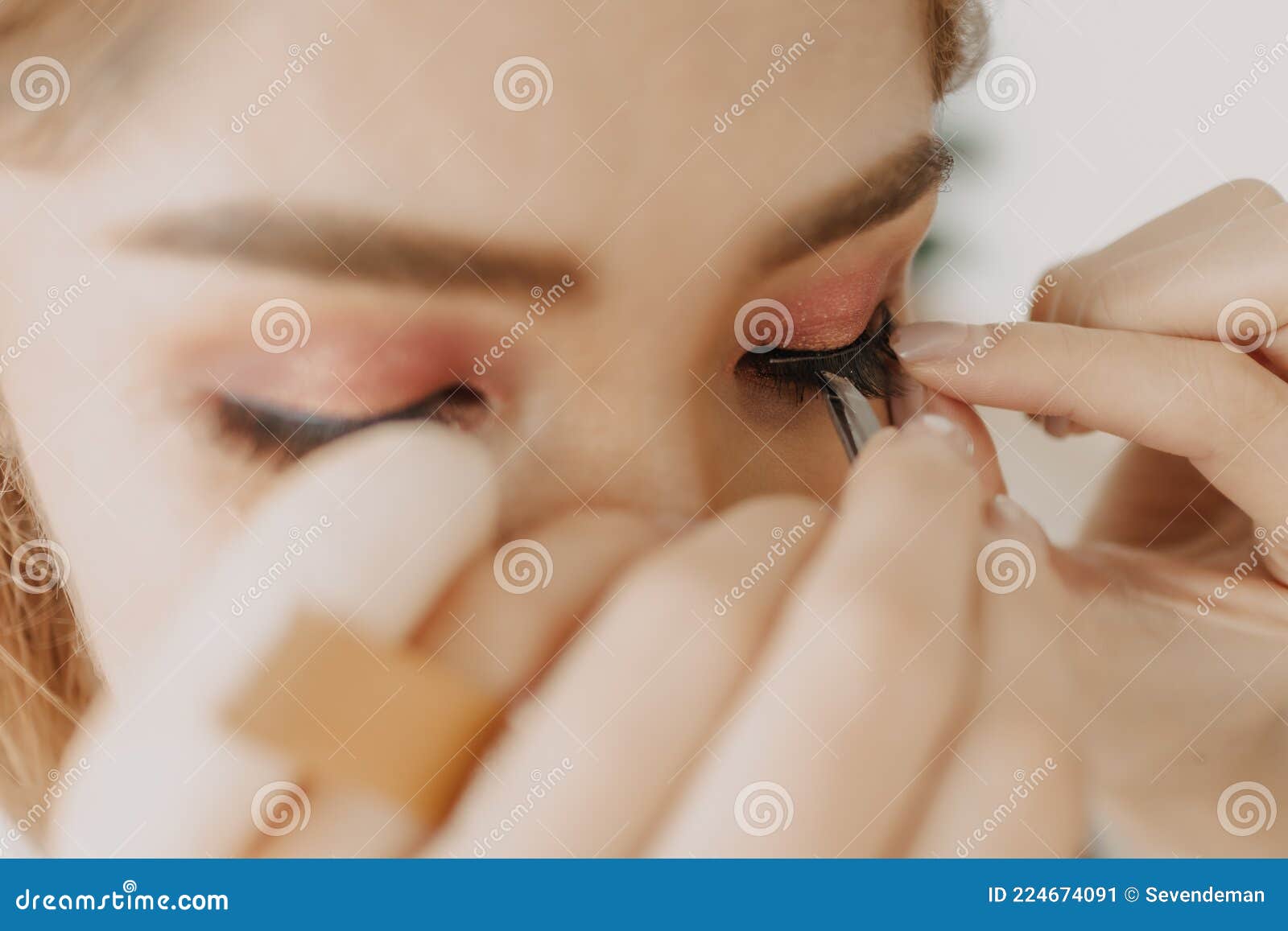 Makeup Artist is Applying Makeup on Client Eyes. Stock Image - Image of ...