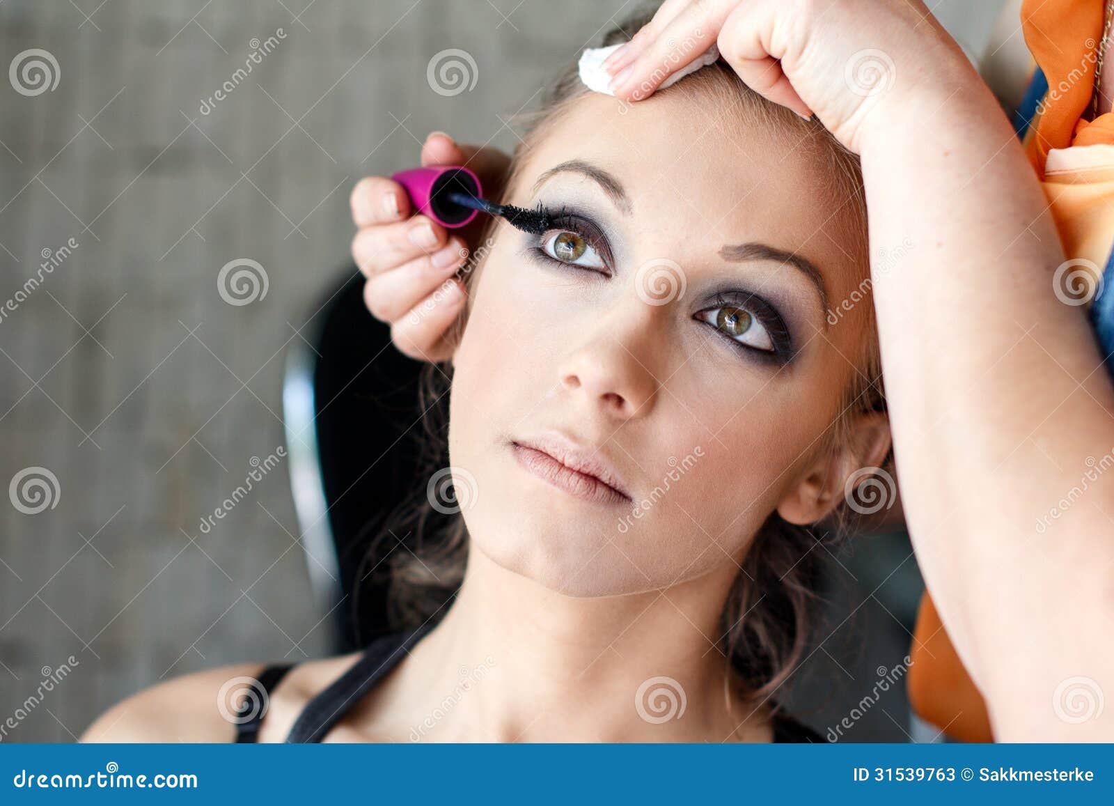 Makeup Artist Applying Eyelash Stock Image - Image of studio, caucasian ...