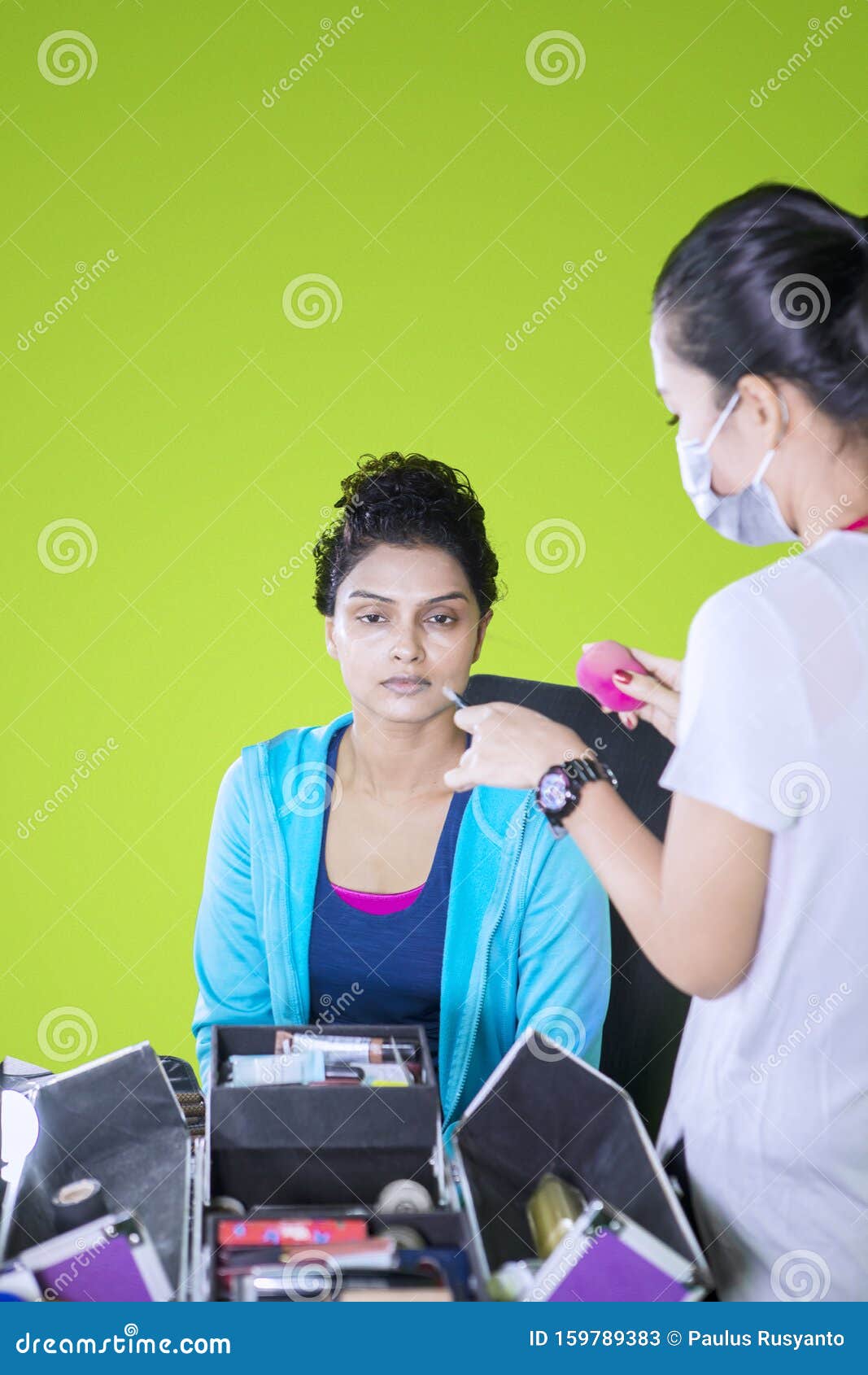 Makeup Artist Doing Makeup Visage To Her Client Stock Image - Image of ...