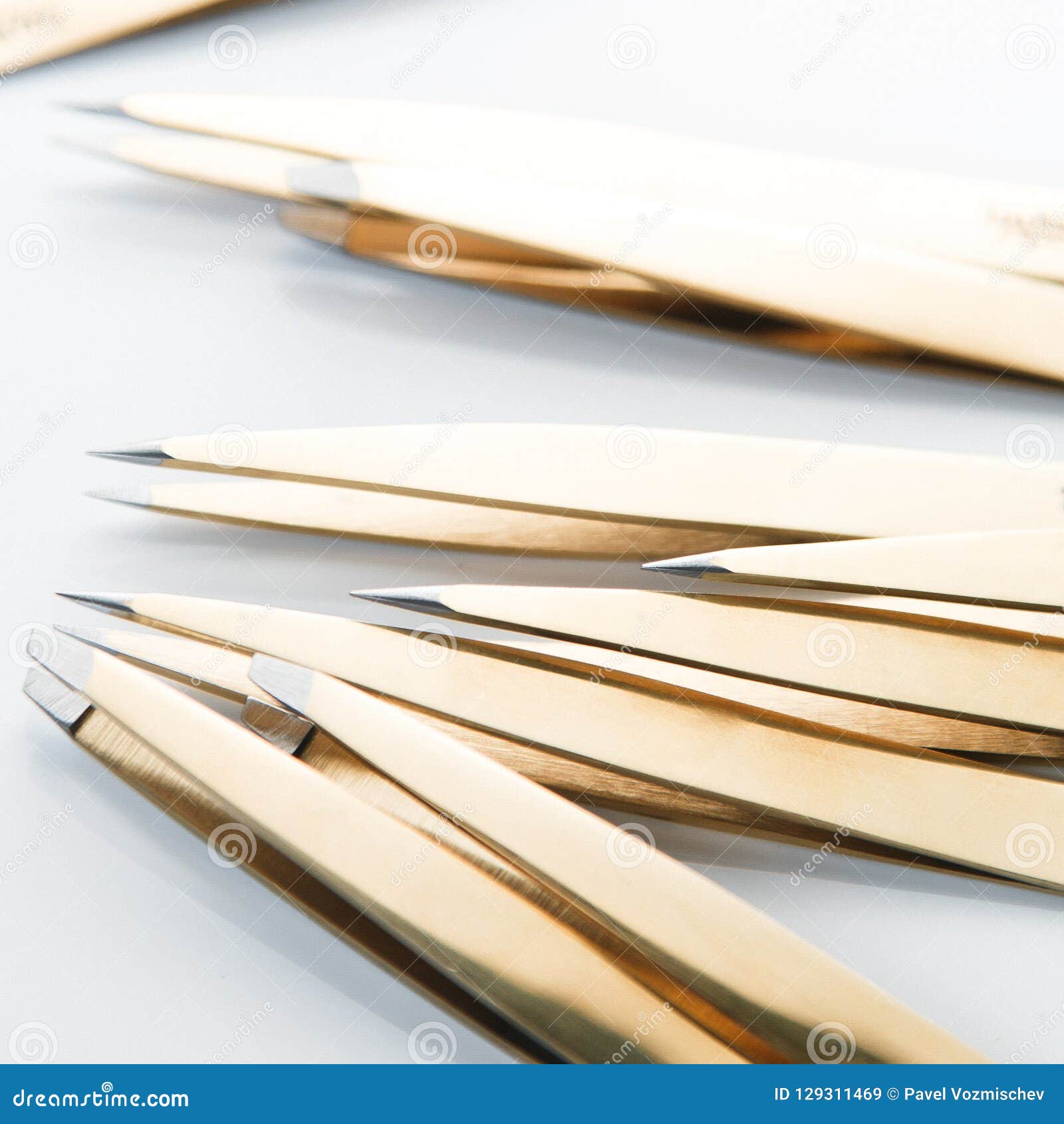 Makeup Artist and Eyebrow Tools. Stock Image - Image of metallic ...