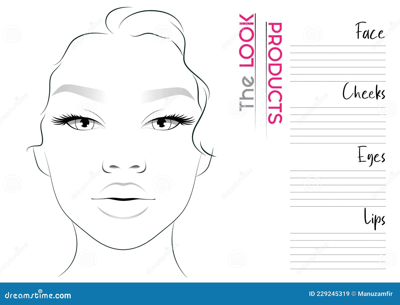 Makeup Artist Face Chart Blank Template. Vector Illustration Stock ...