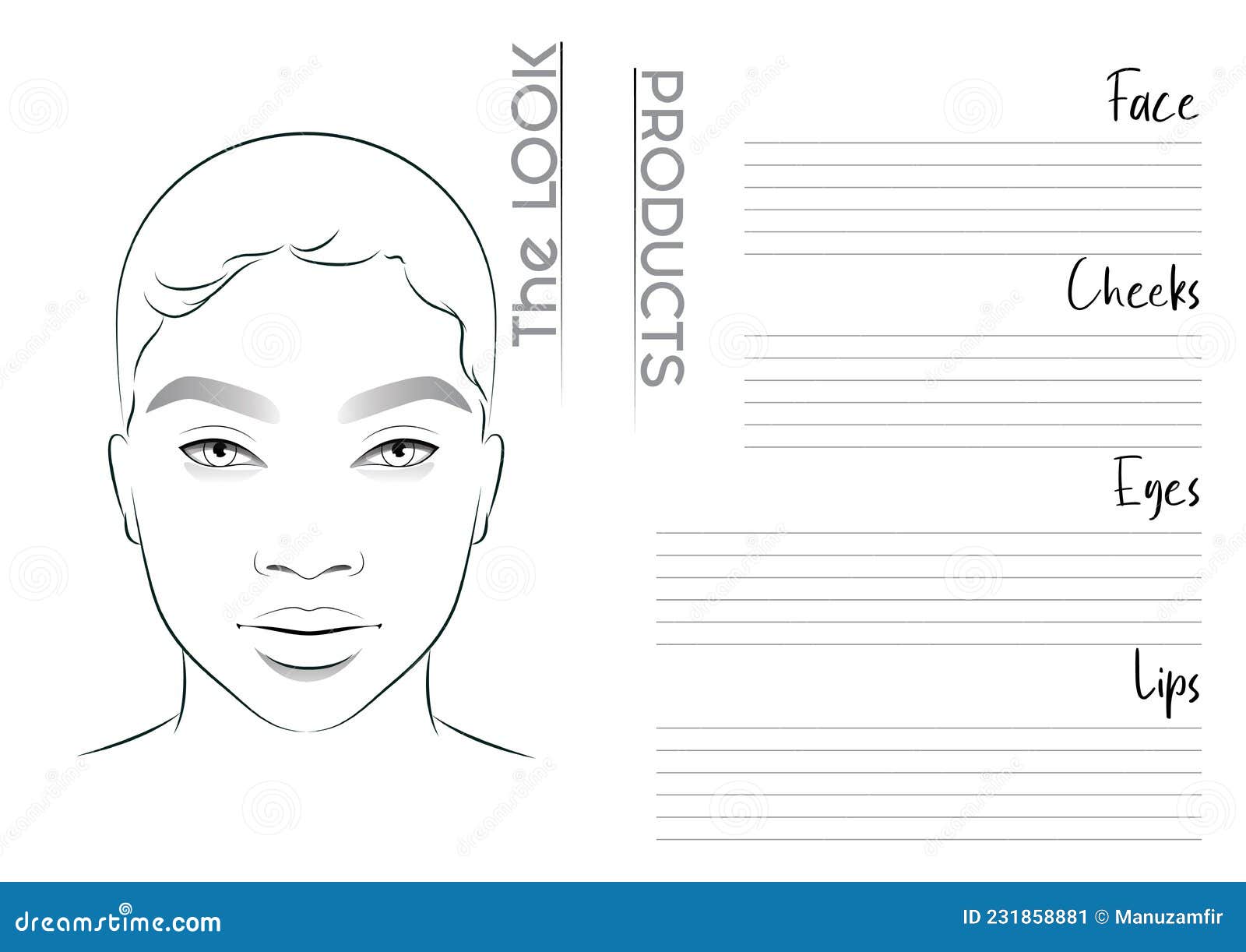 Makeup Artist Face Charts Template Stock Vector - Illustration of ...