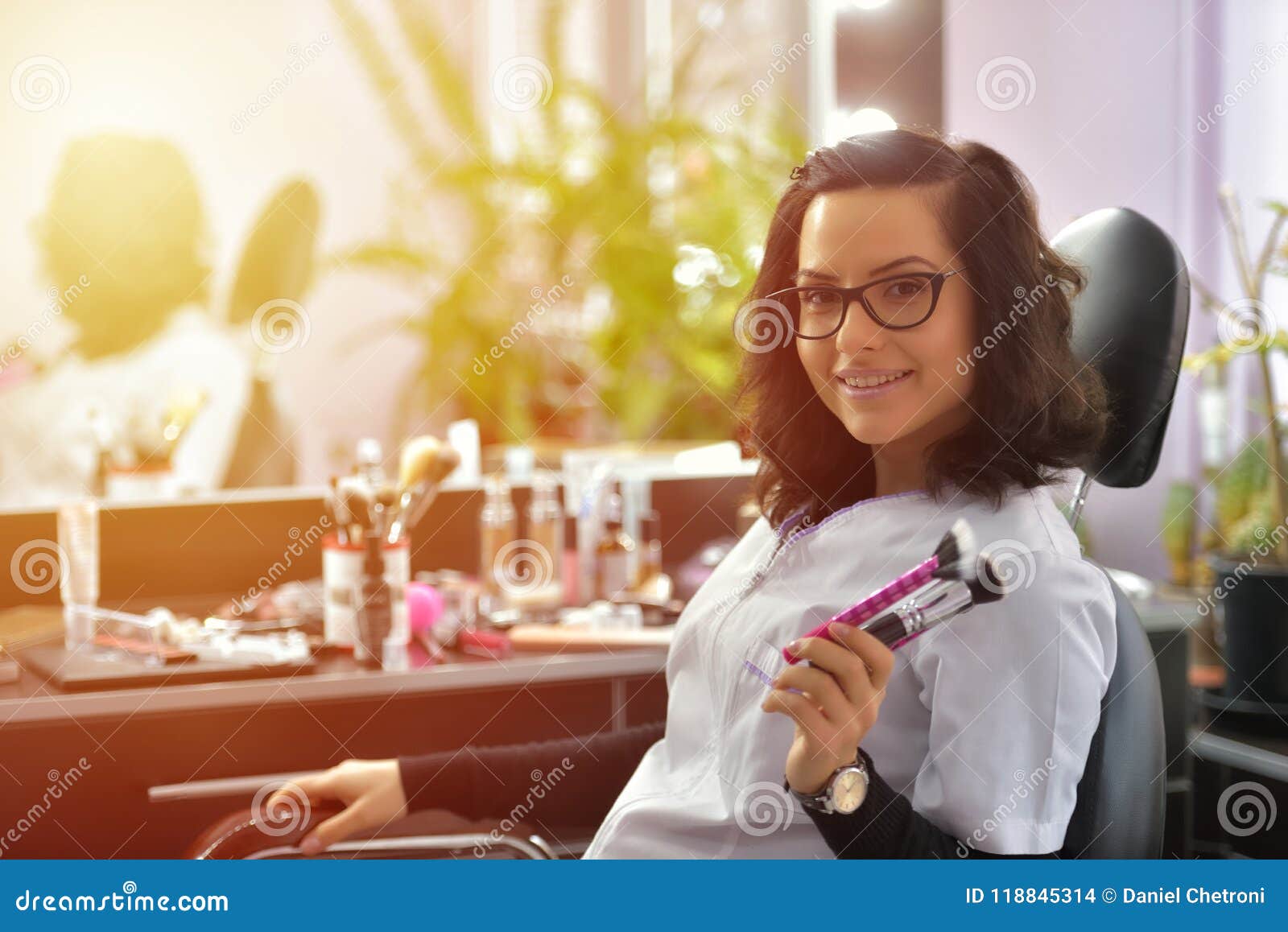 Makeup Artist Ready To Work on a Client Stock Photo - Image of ...