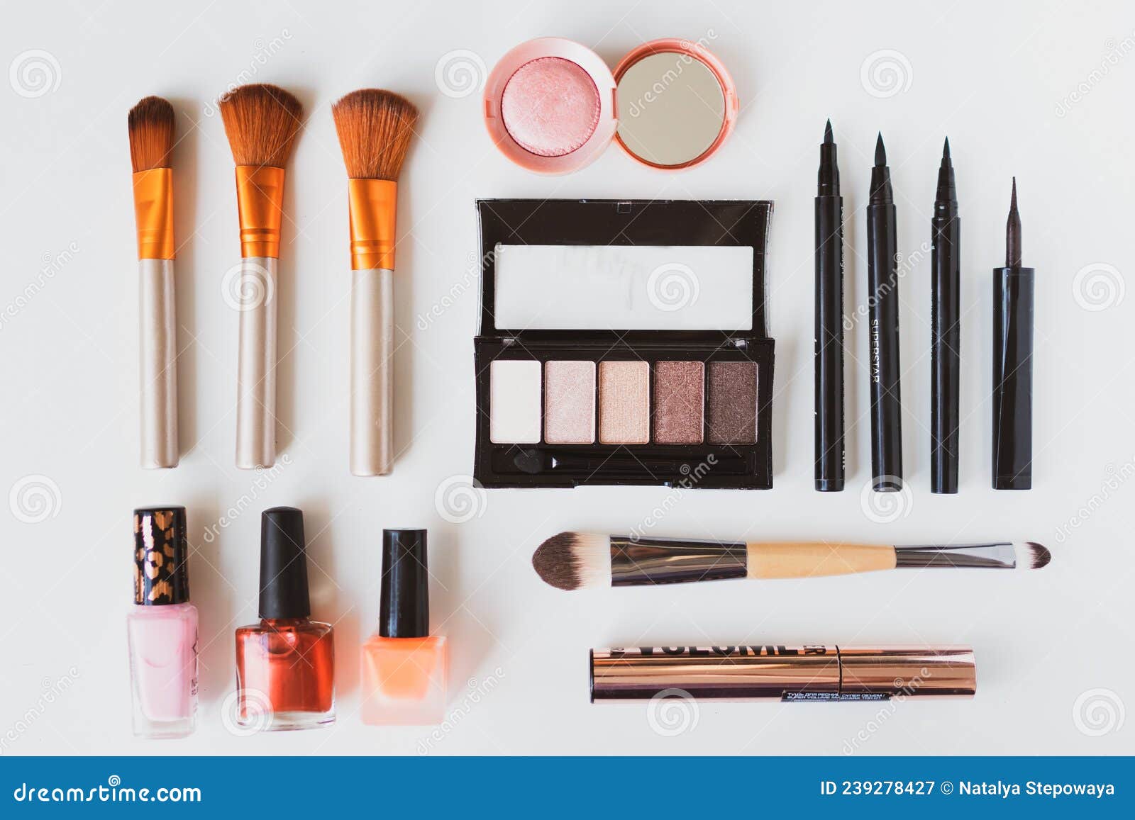 Makeup Artist S Desktop. Layout of Decorative Cosmetics Stock Image ...