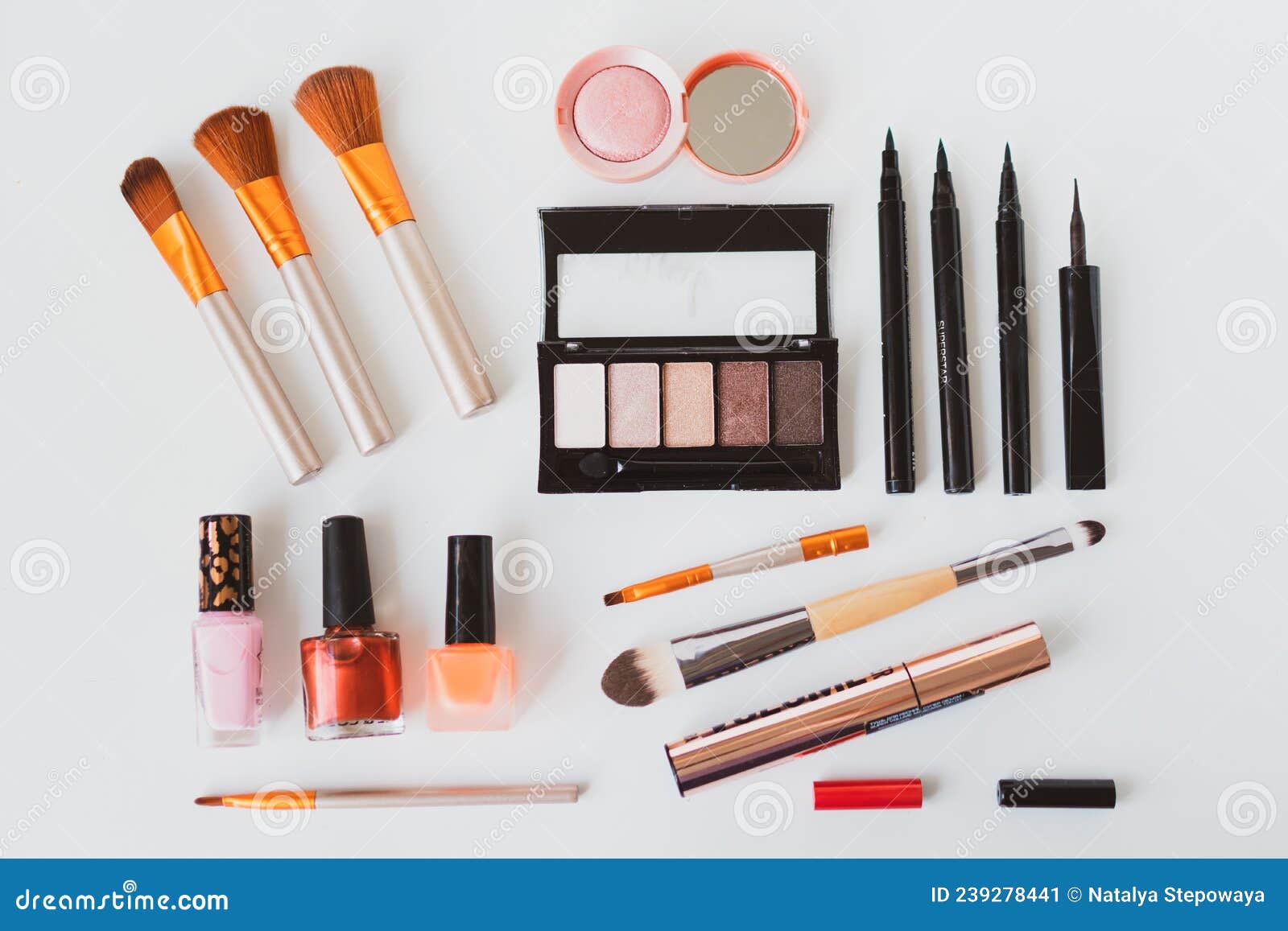 Makeup Artist S Desktop. Layout of Decorative Cosmetics Stock Image ...