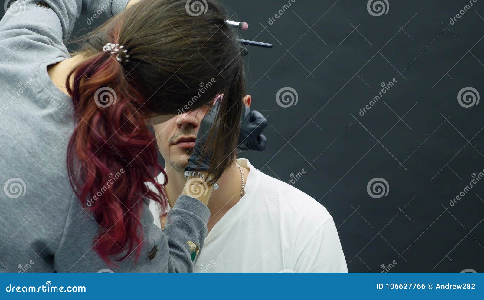Makeup Artist at Work Applying Special Effects Makeup Stock Footage ...