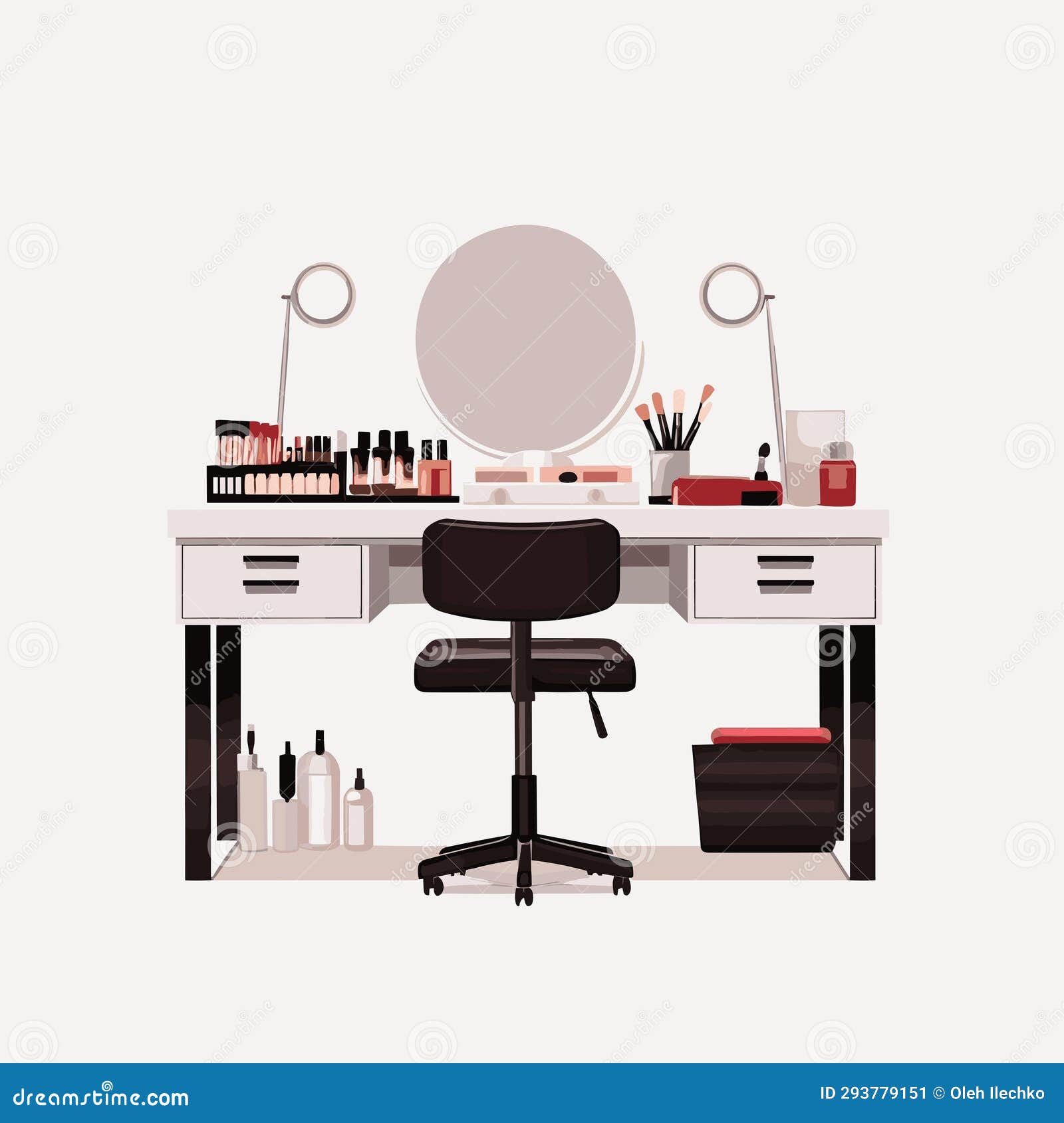 Makeup Artists Desk Vector Flat Minimalistic Isolated Illustration ...