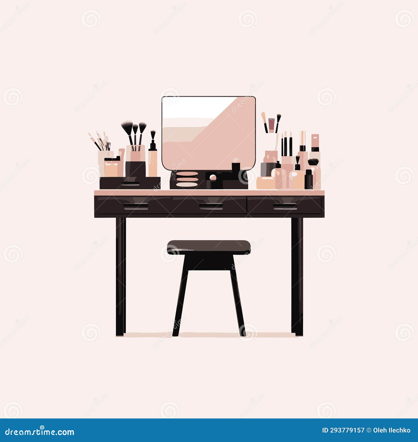 Makeup Artists Desk Vector Flat Minimalistic Isolated Illustration ...