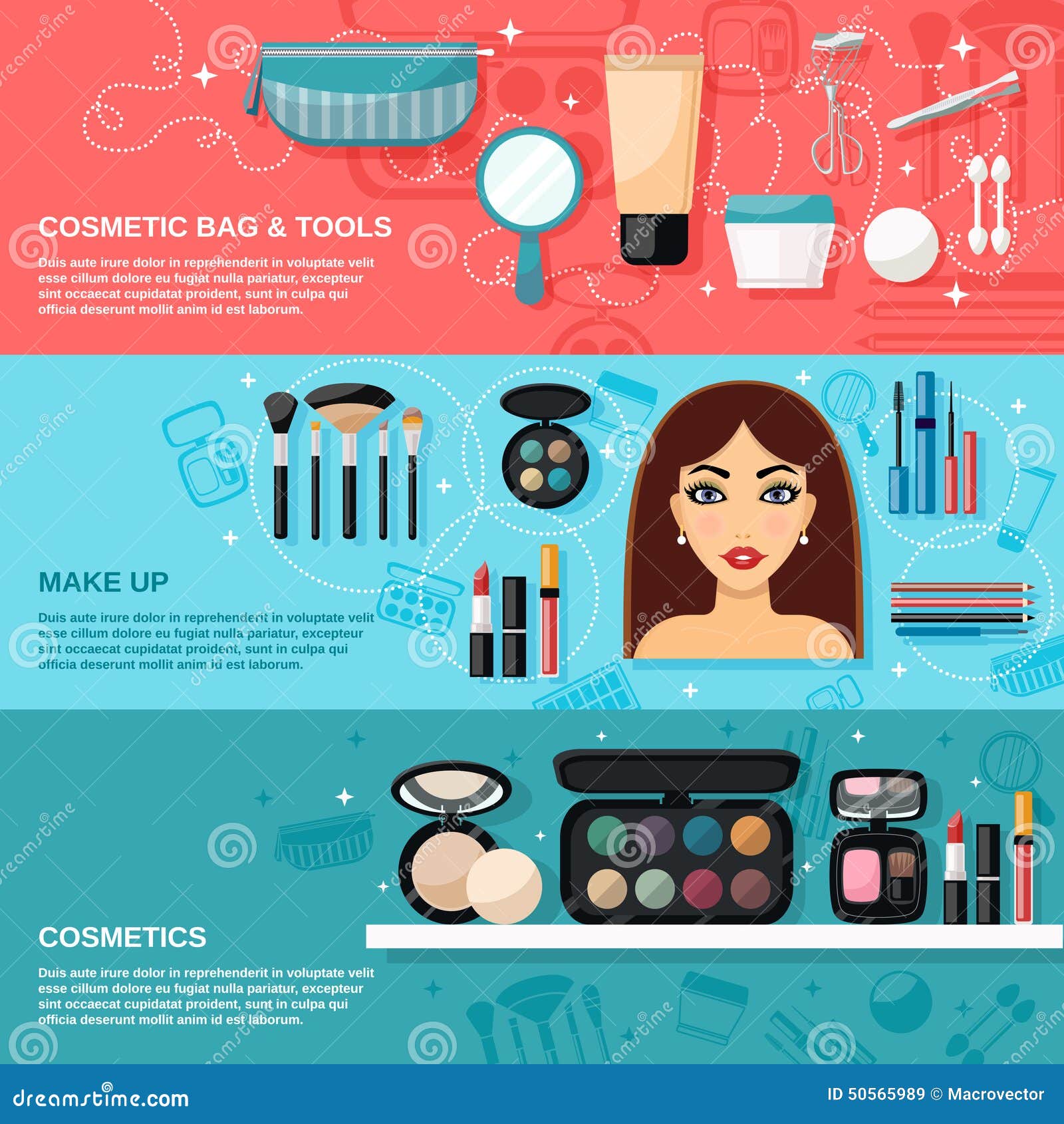 Makeup Banner Set stock vector. Illustration of foundation - 50565989