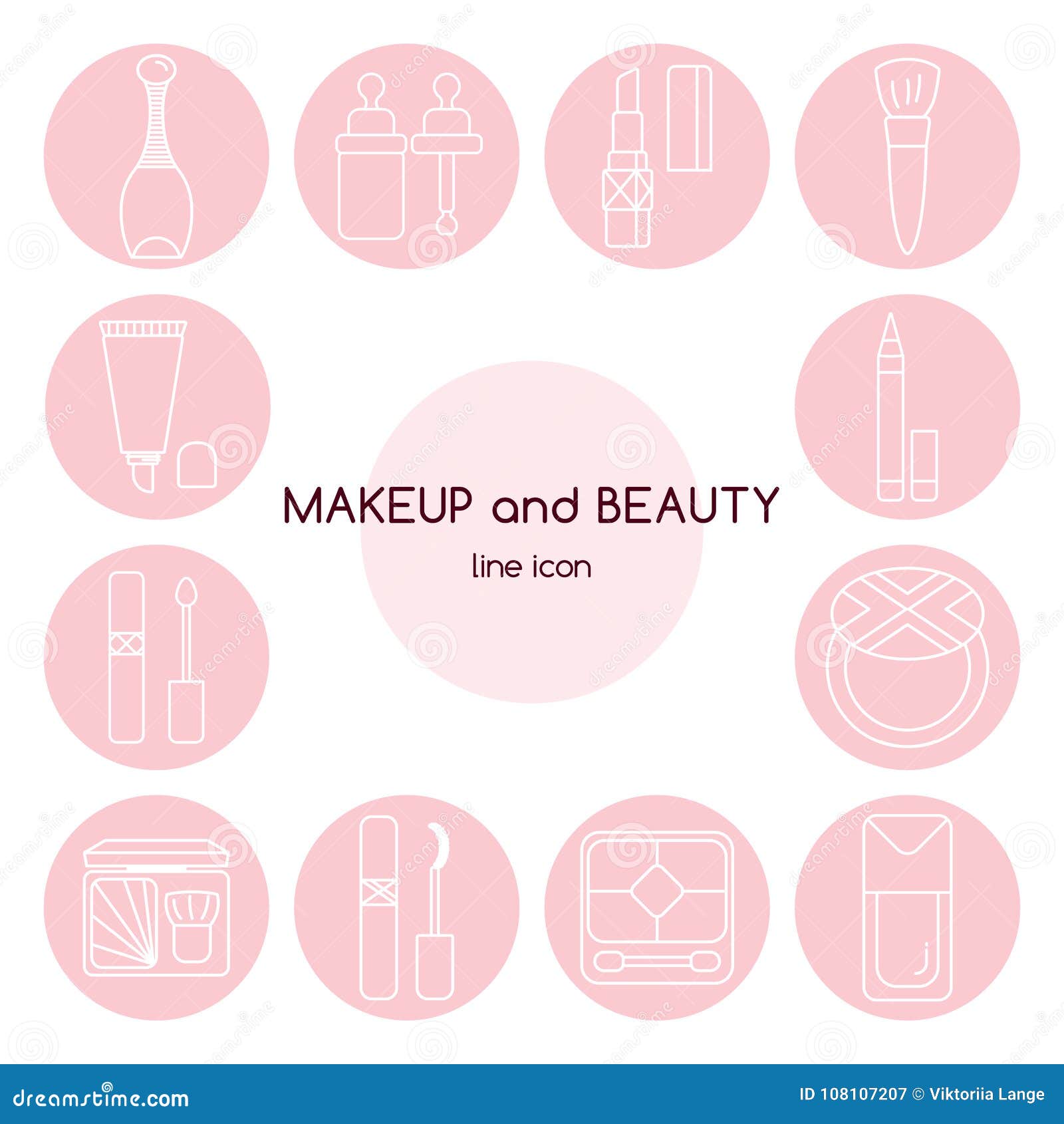 Beauty Line Icons. Cosmetics Products, Female Makeup And Accessories ...