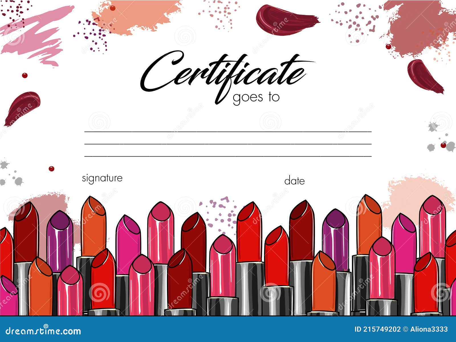 Makeup Beauty Lipstick Border Spots Bright Sertificate Stock Vector ...