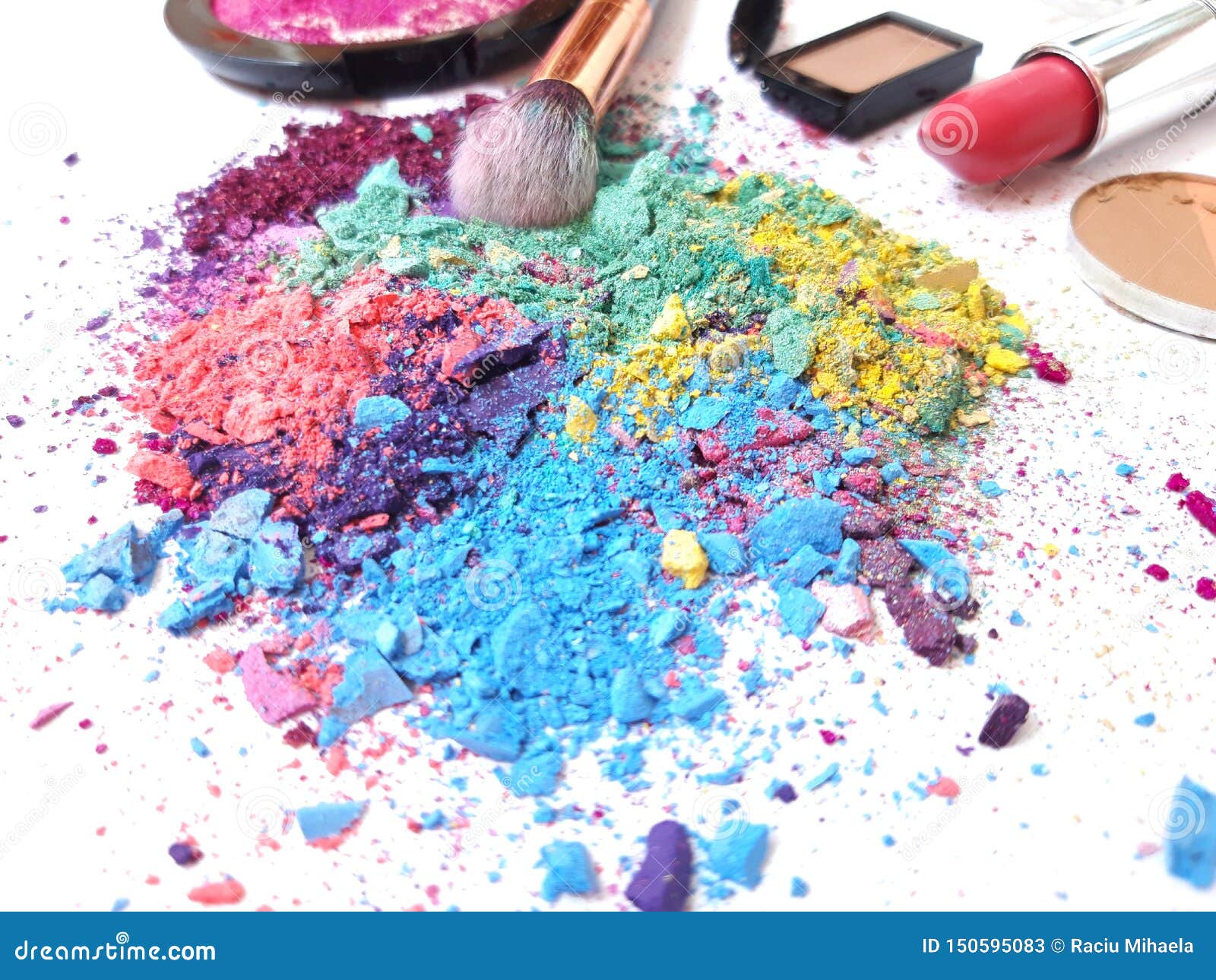 Make-up Powder and Cosmetics on White Background Stock Image - Image of ...
