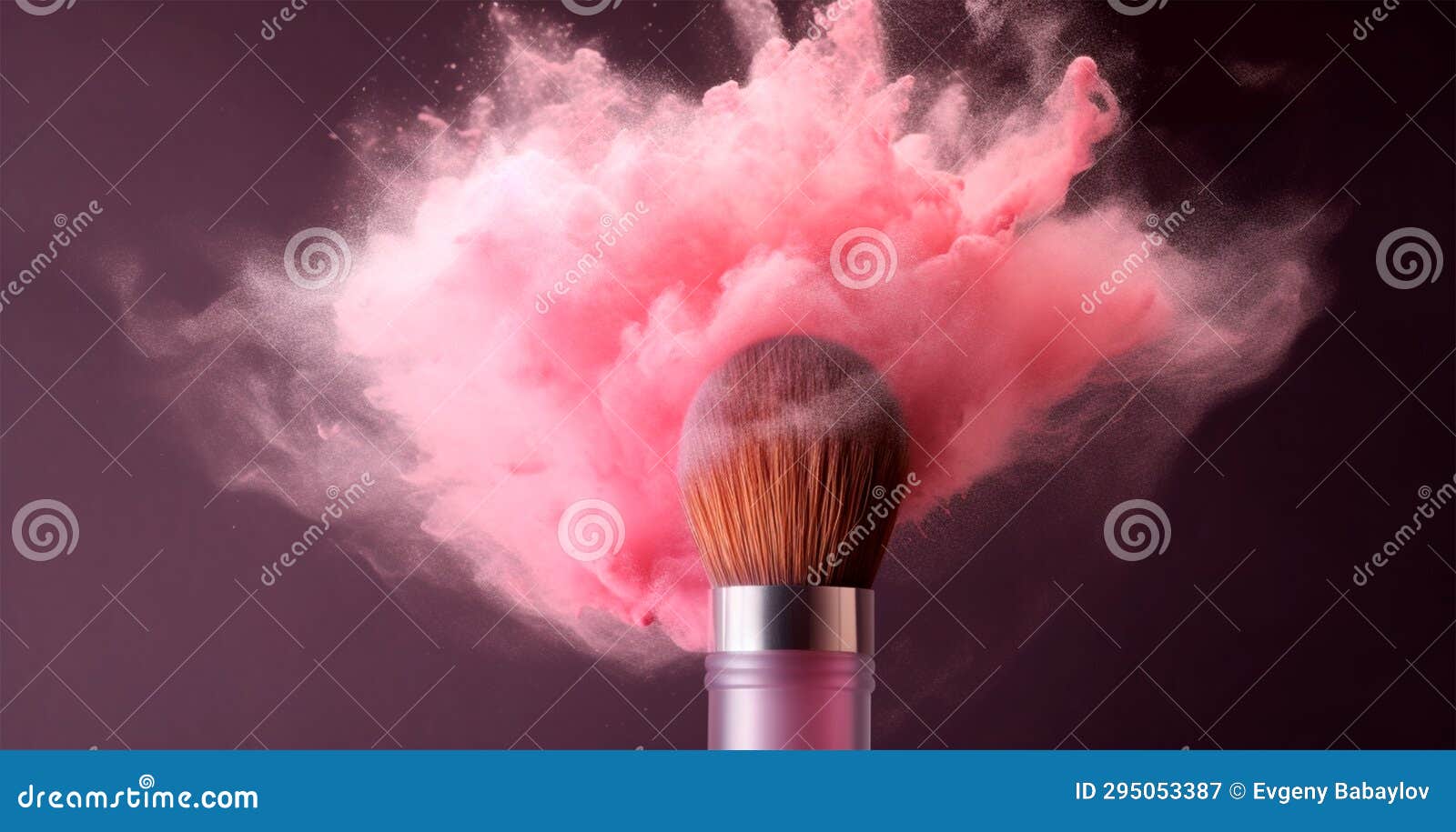 Makeup Brush with Pink Powder Explosion - AI Generated Image Stock ...