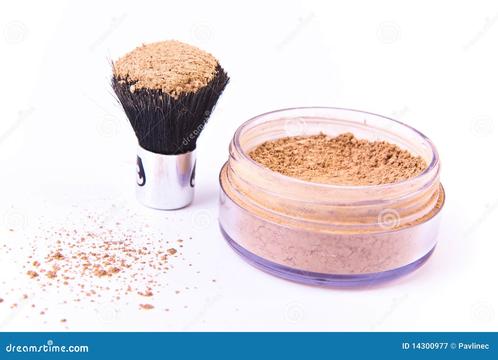 Makeup brush and powder stock image. Image of container - 14300977