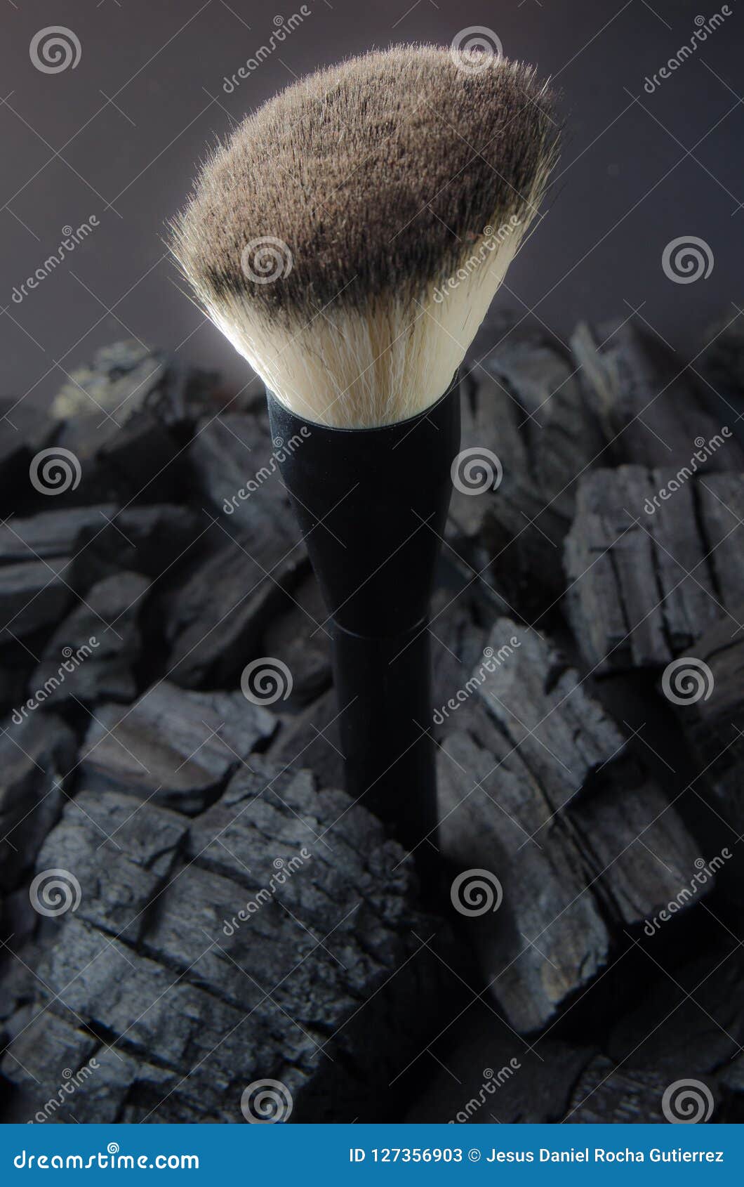 Makeup Brush Surrounded by Carbon Texture Stock Image - Image of ...