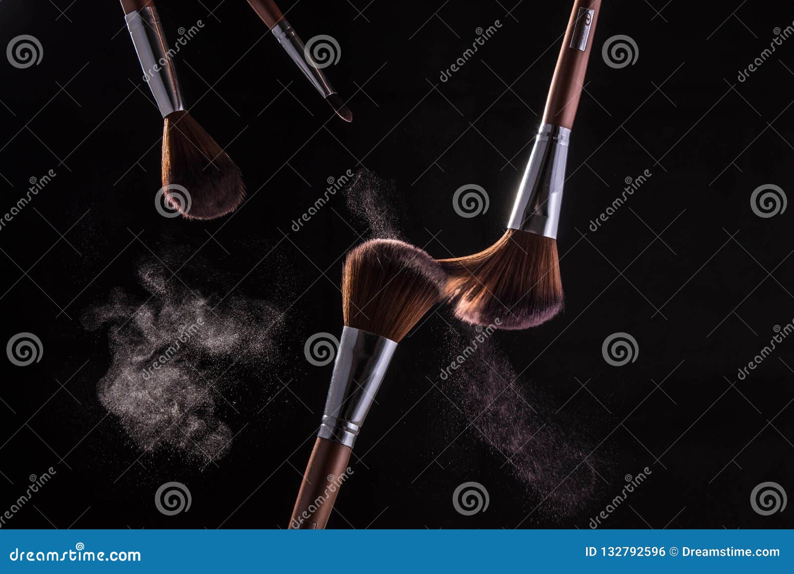 Makeup Brushes Black Dust Pink Stock Photo - Image of black, powder ...