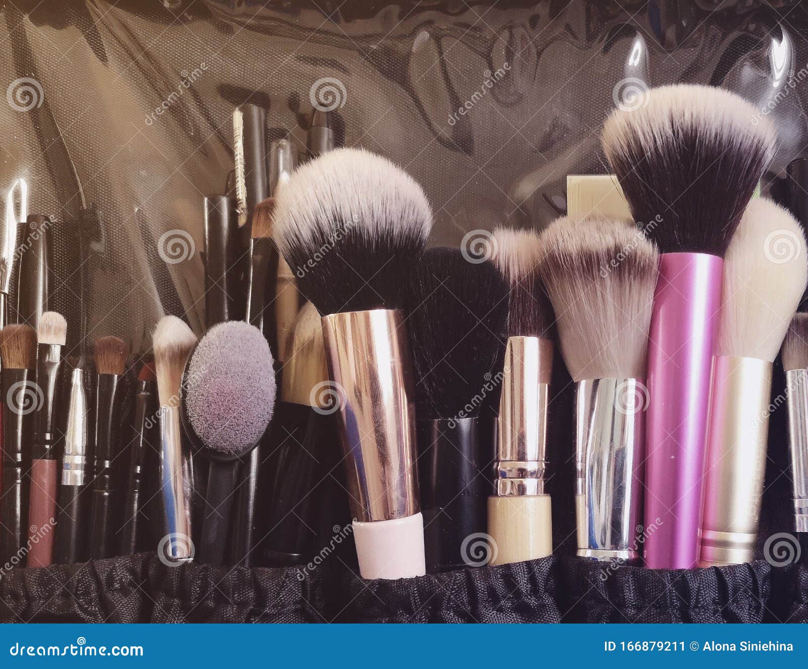 Makeup Brushes, Different in Size and Shape. Case Makeup Artist. Mobile ...