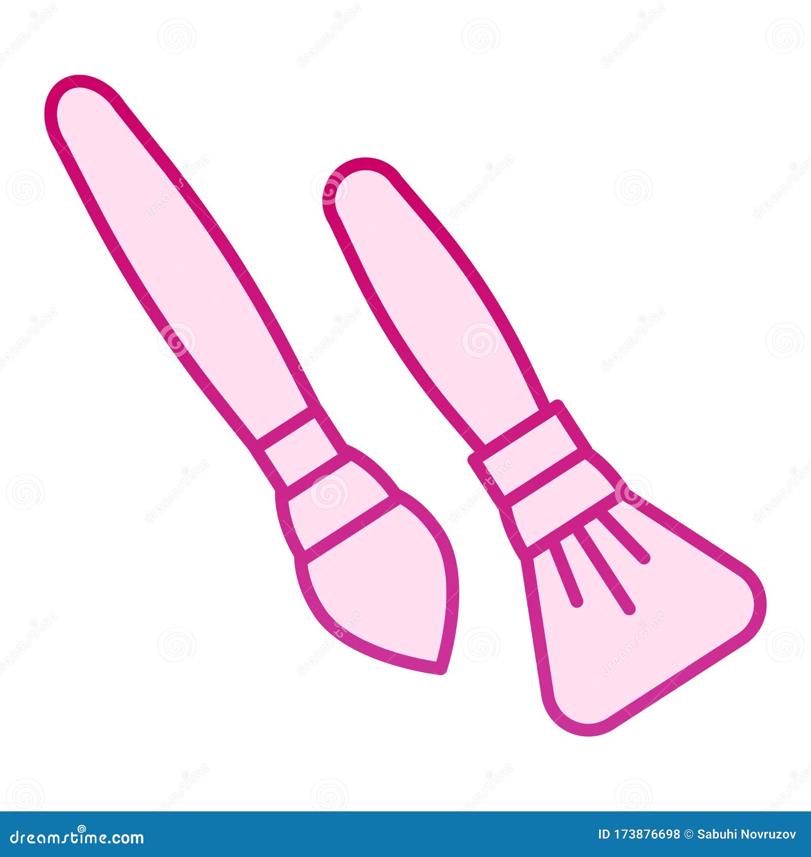 Makeup Brushes Flat Icon. Cosmetic Brushes Vector Illustration Isolated on White Stock Vector ...