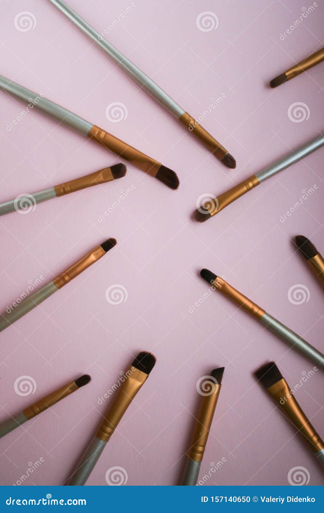 Makeup Brushes on Pink Background Stock Photo - Image of composition ...