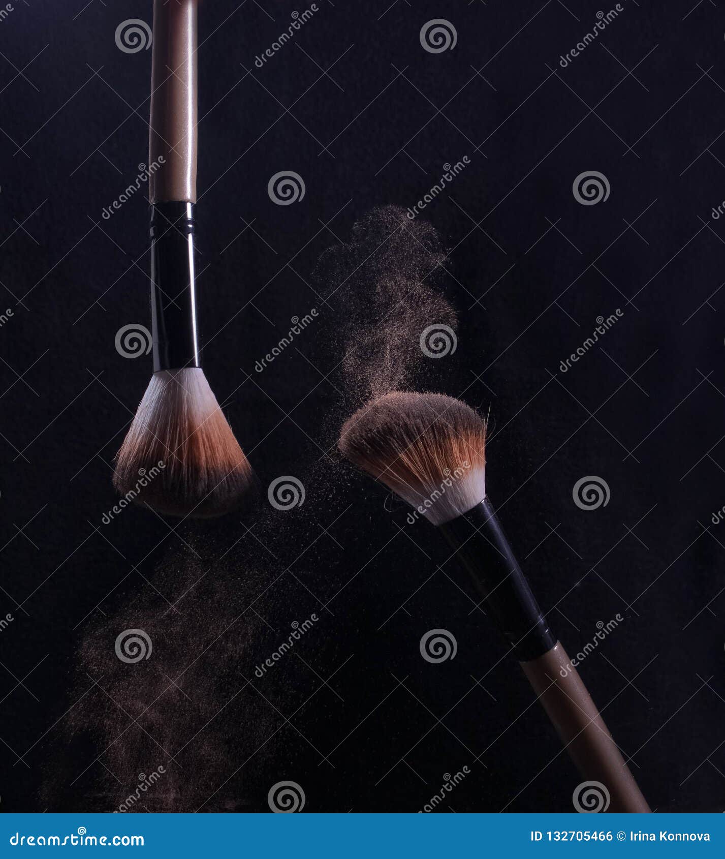 Makeup Brushes Powder Splash Stock Photo - Image of professional ...