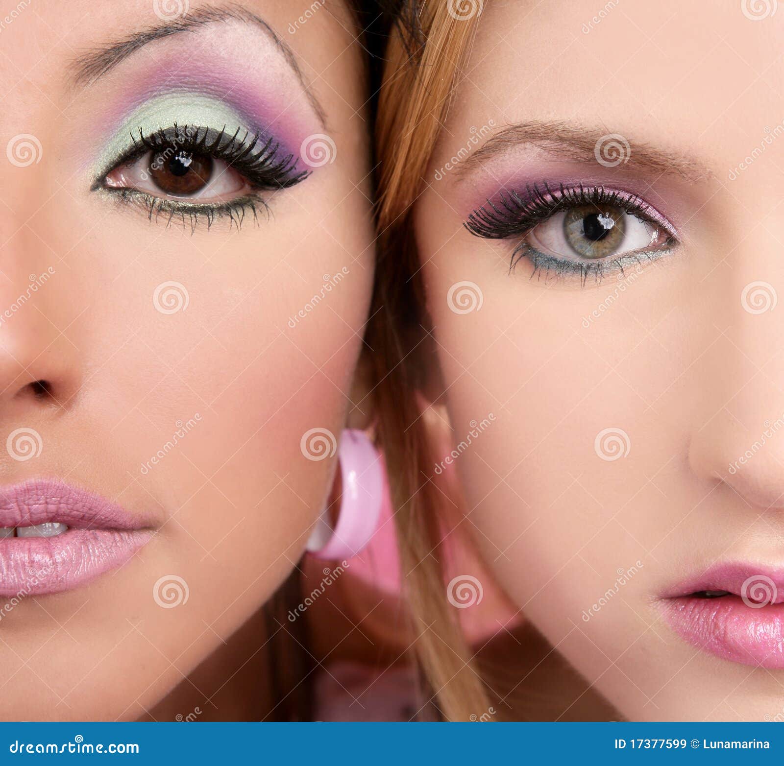 Makeup Closeup Macro Two Faces Stock Image - Image of pinup, look: 17377599