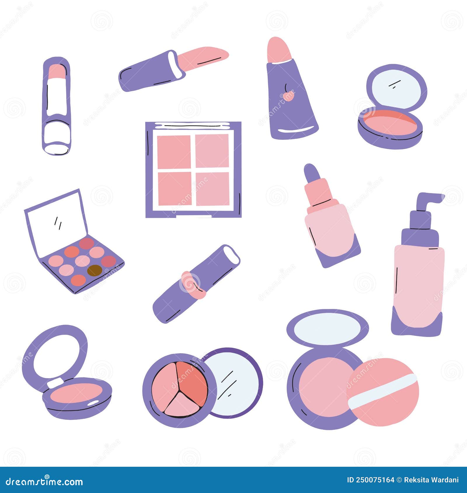 Makeup Collection Flat Hand-drawn Illustration Stock Vector ...