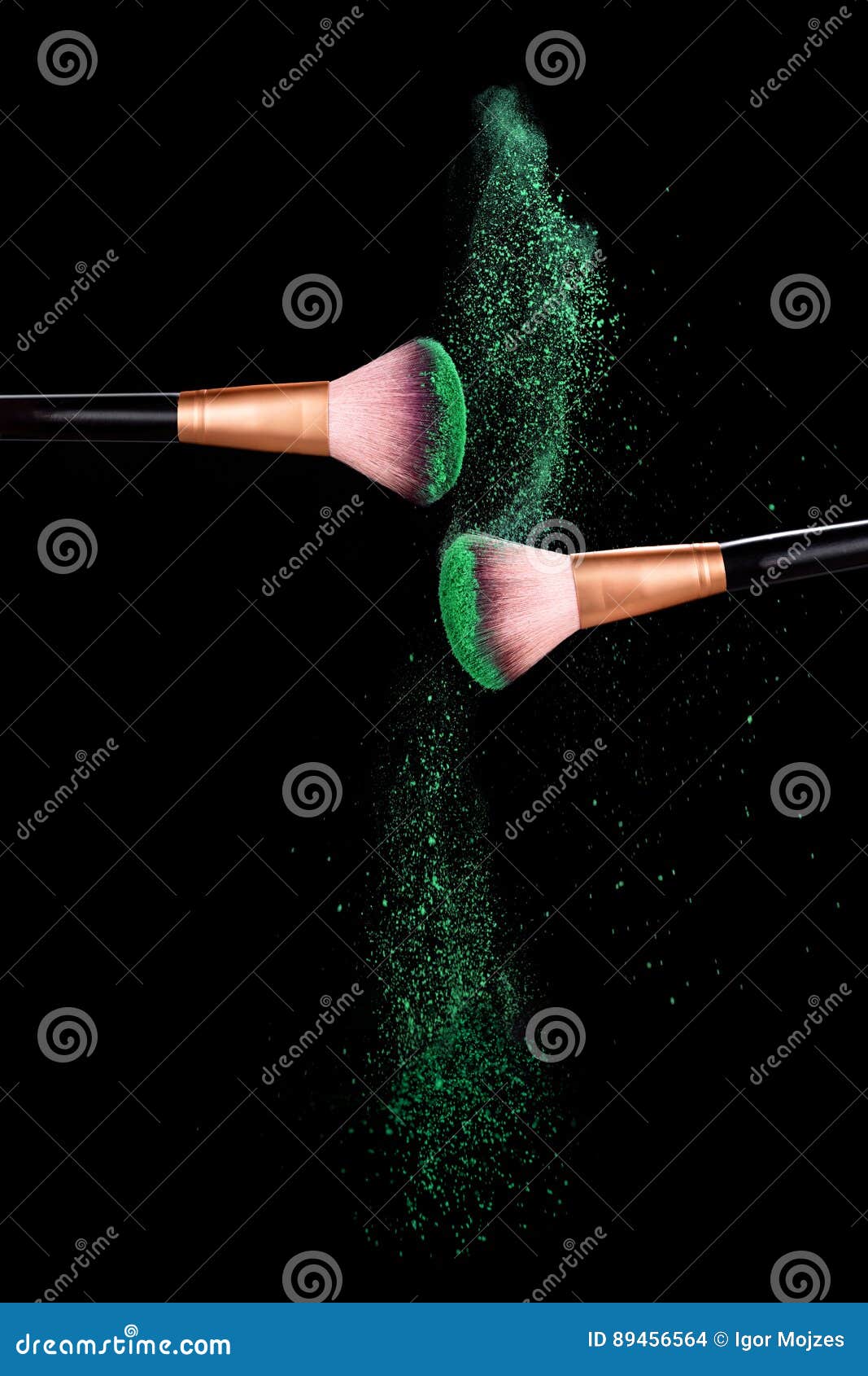 Makeup Concept. Brush with Powder Explosion Stock Photo - Image of ...