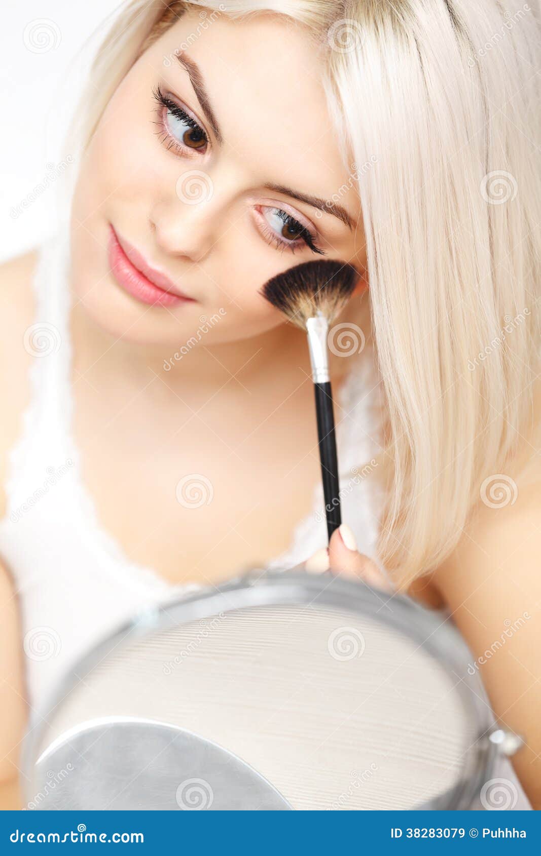 Makeup. Cosmetic. Beautiful Woman Doing daily Makeup. Stock Image ...
