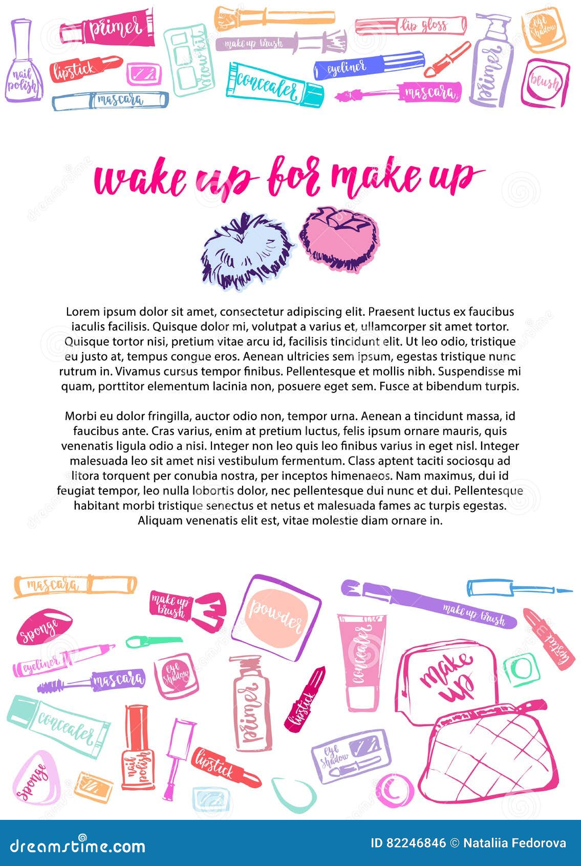 Makeup Cosmetic Elements with Lettering. Concept Poster or Leaflet ...