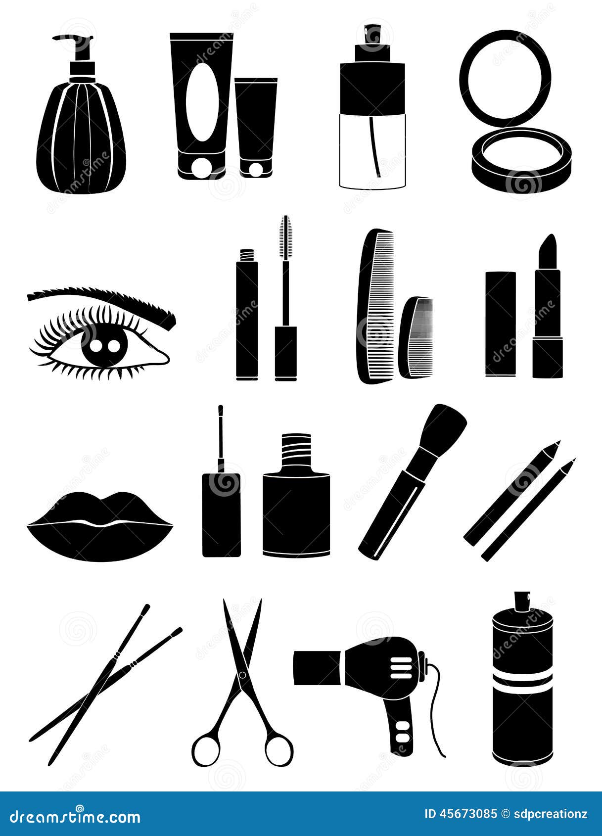 Makeup and Cosmetic Icons Set Stock Vector - Illustration of hygiene ...