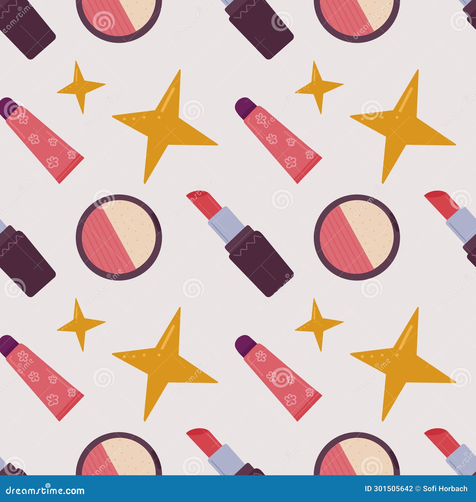 Makeup, Cosmetic Pattern. Endless Texture Design Stock Illustration ...