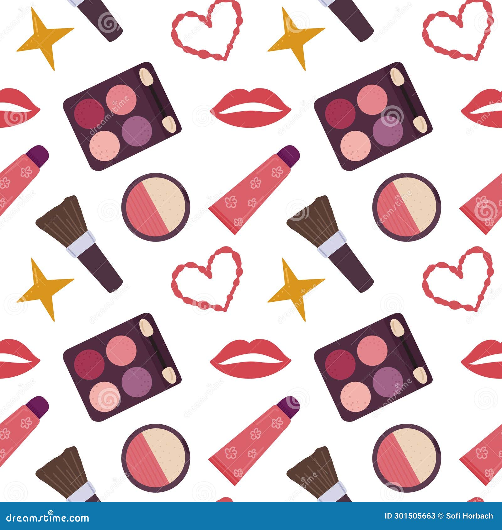 Makeup, Cosmetic Pattern. Endless Texture Design Stock Illustration ...