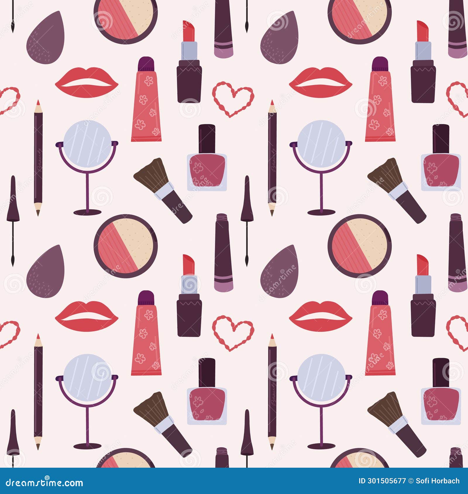 Makeup, Cosmetic Pattern. Endless Texture Design Stock Illustration ...
